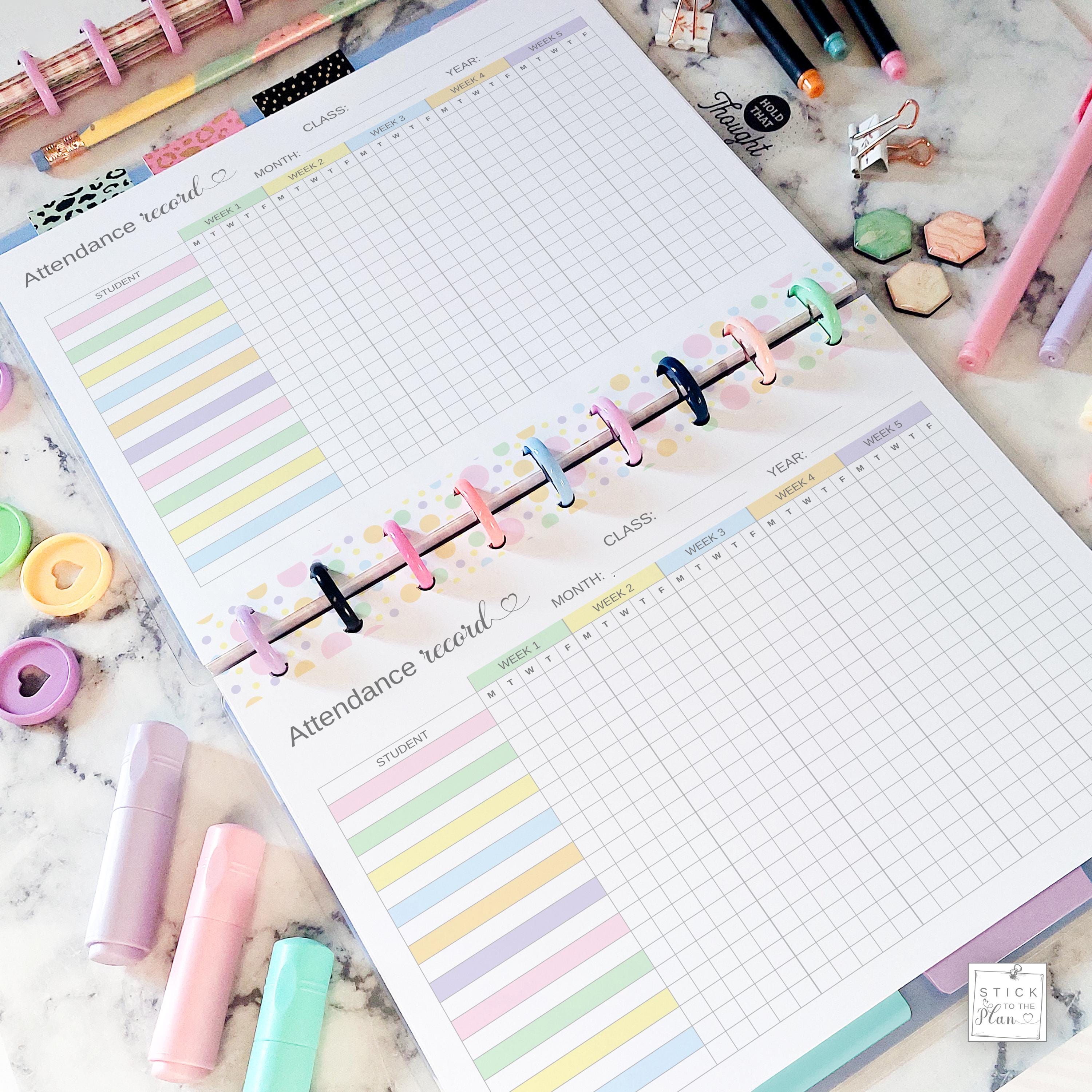 Student Attendance Tracker, Monthly Class Attendance Sheet Printable ...