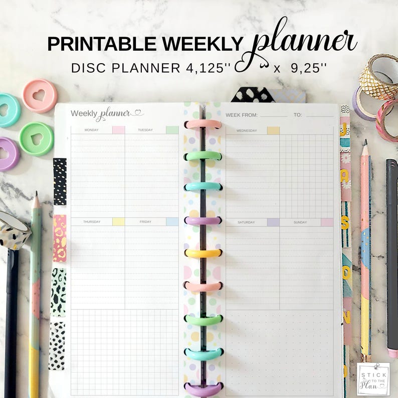 Lined Weekly Planner Vertical Disc Planner Skinny Classic Insert (fit ...