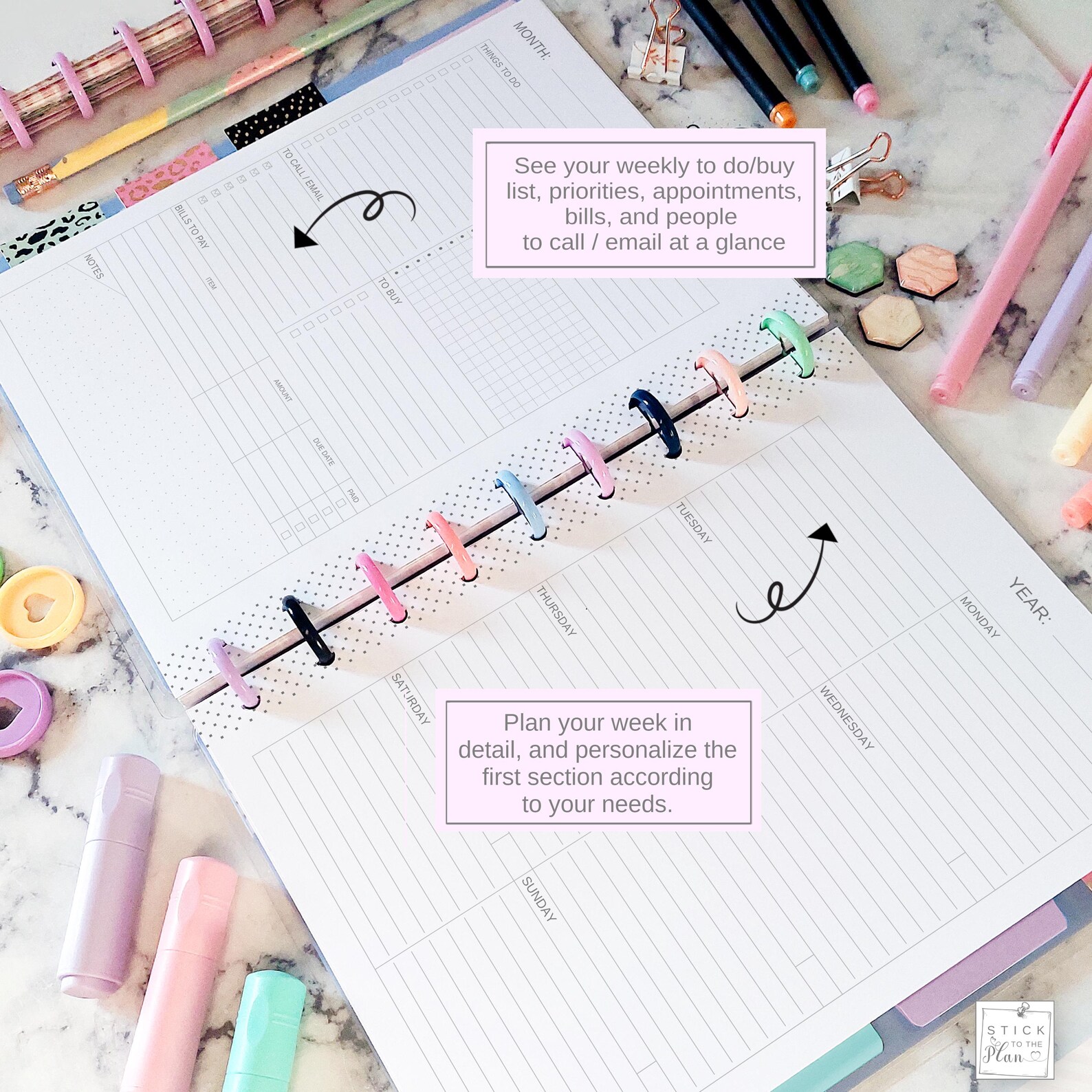 11 Disc Planner Dashboard Layout Insert Fit Big Happy Planner, Letter ...