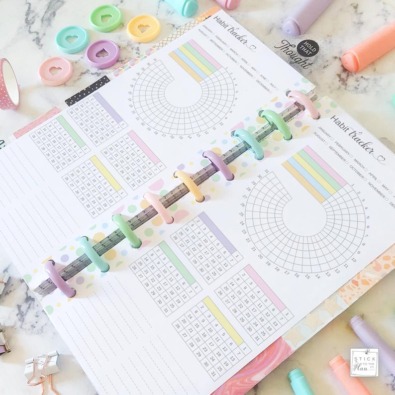 Circle Habit Tracker Happy Planner Skinny Classic, Printable HP Half ...