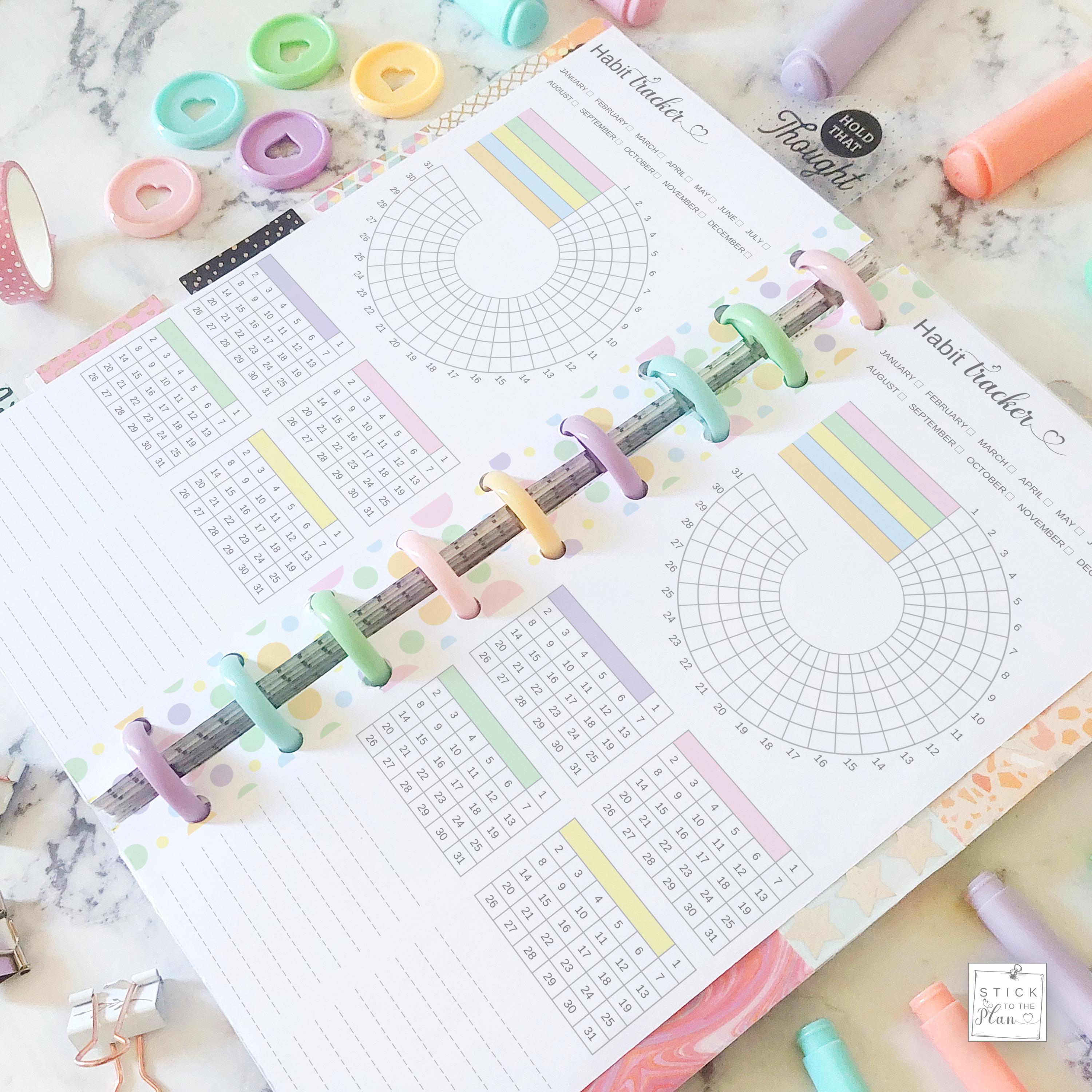 Circle Habit Tracker Happy Planner Skinny Classic, Printable HP Half ...