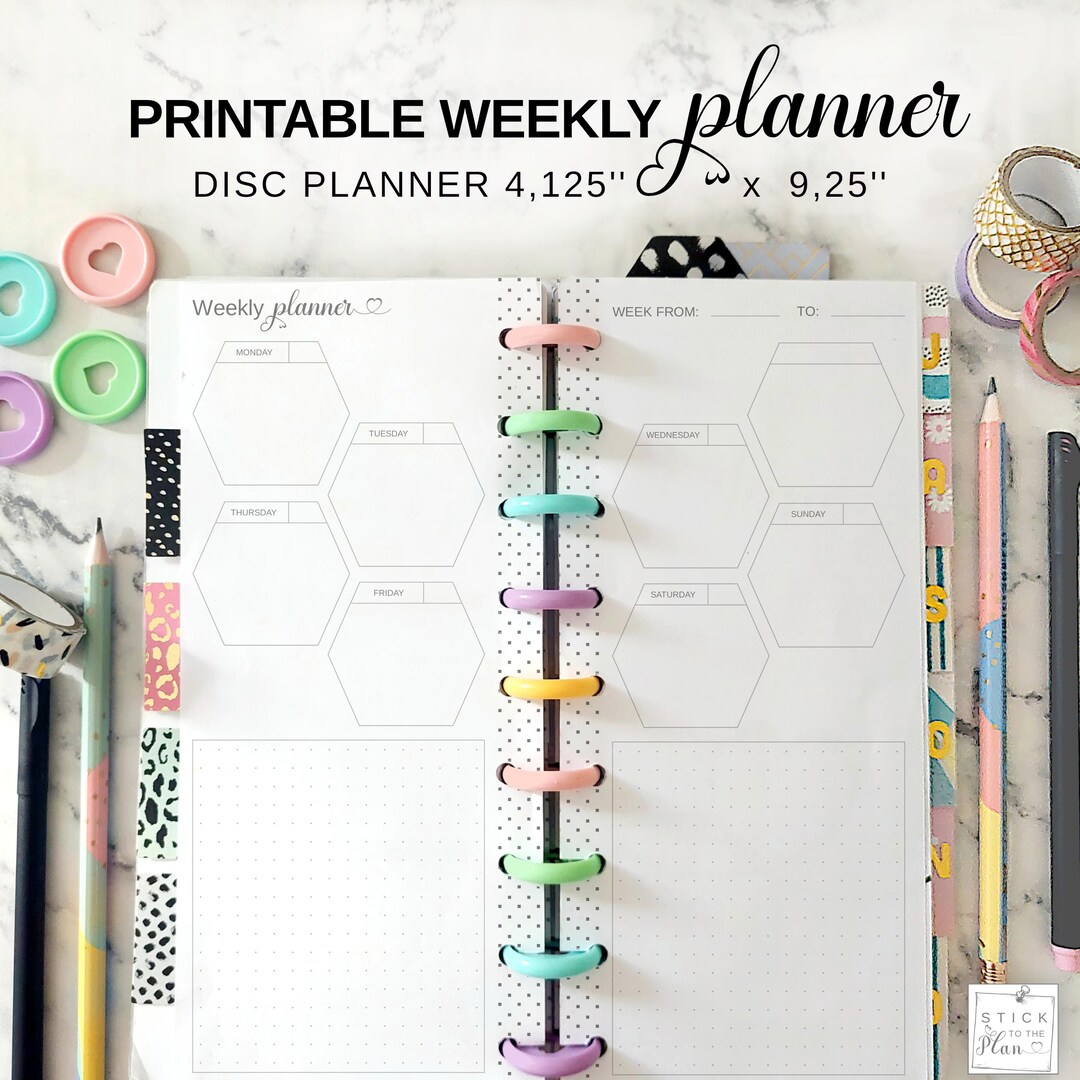 Two Page Weekly Insert Fit Happy Planner Skinny Classic, Disc Planner ...