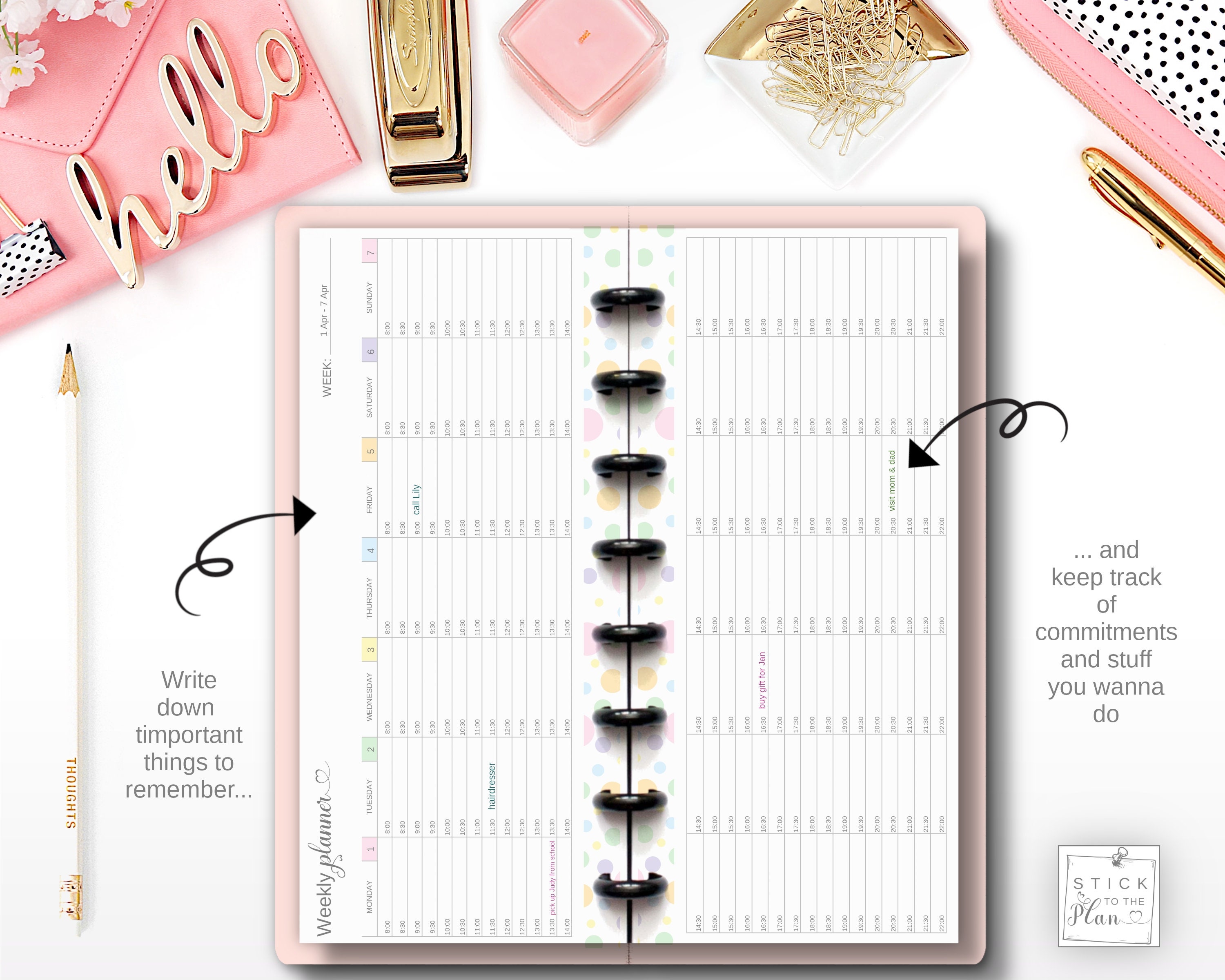 Weekly Half Hourly Planner Printable Skinny Classic Happy Planner ...
