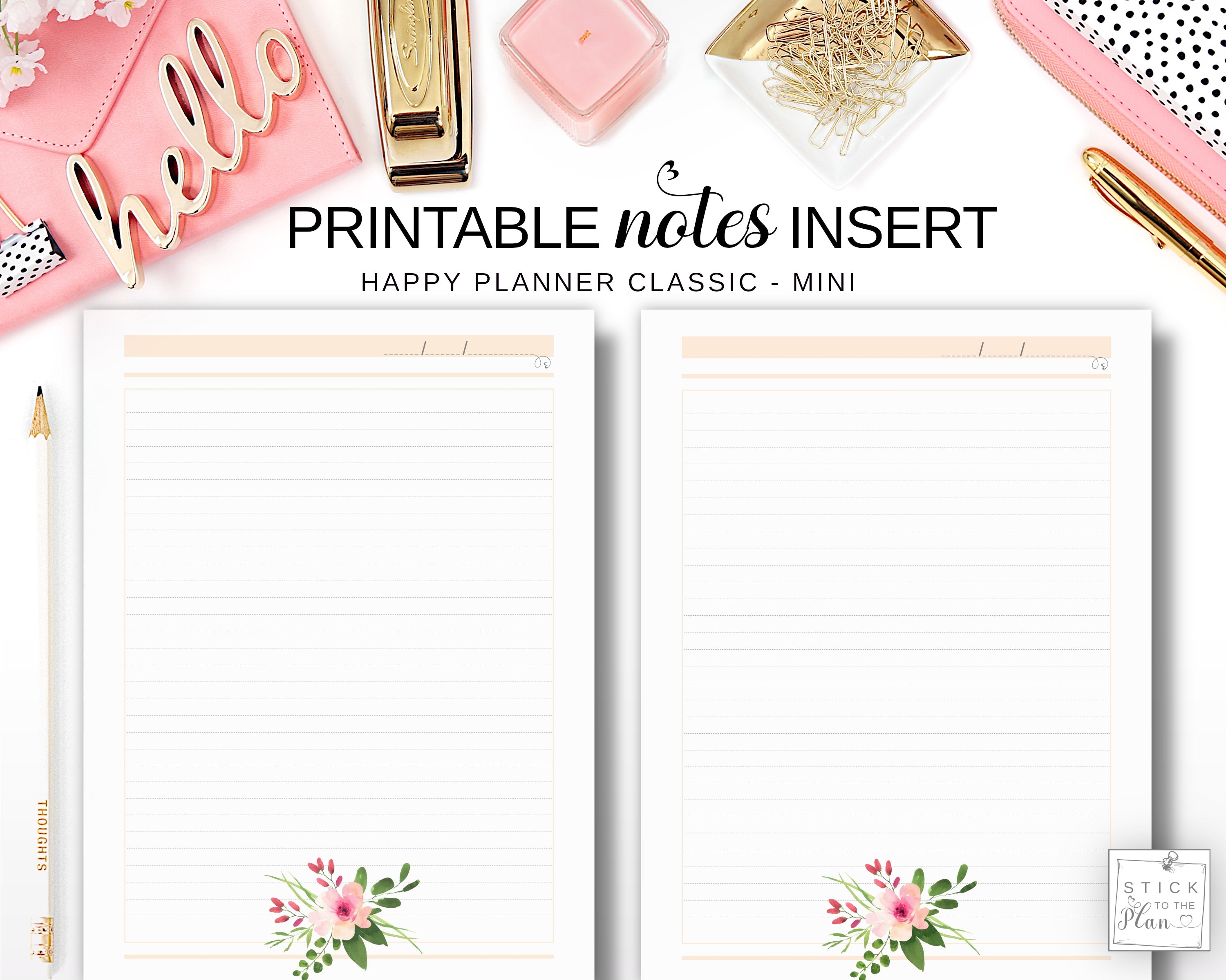Printable Happy Planner Notes Insert Classic HP Lined Note - Etsy