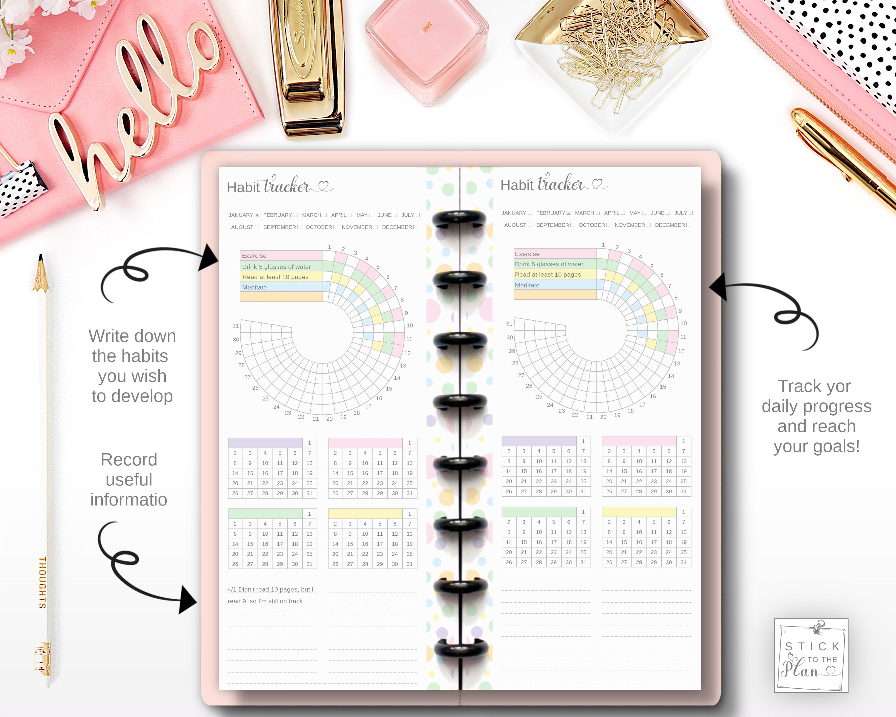 Circle Habit Tracker Happy Planner Skinny Classic, Printable HP Half ...