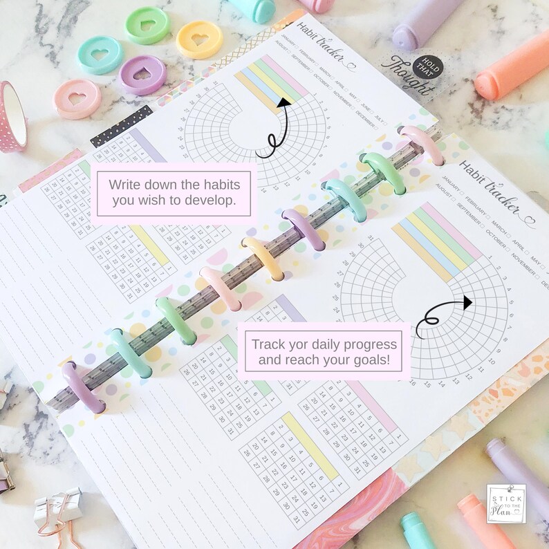 Circle Habit Tracker Happy Planner Skinny Classic, Printable HP Half ...