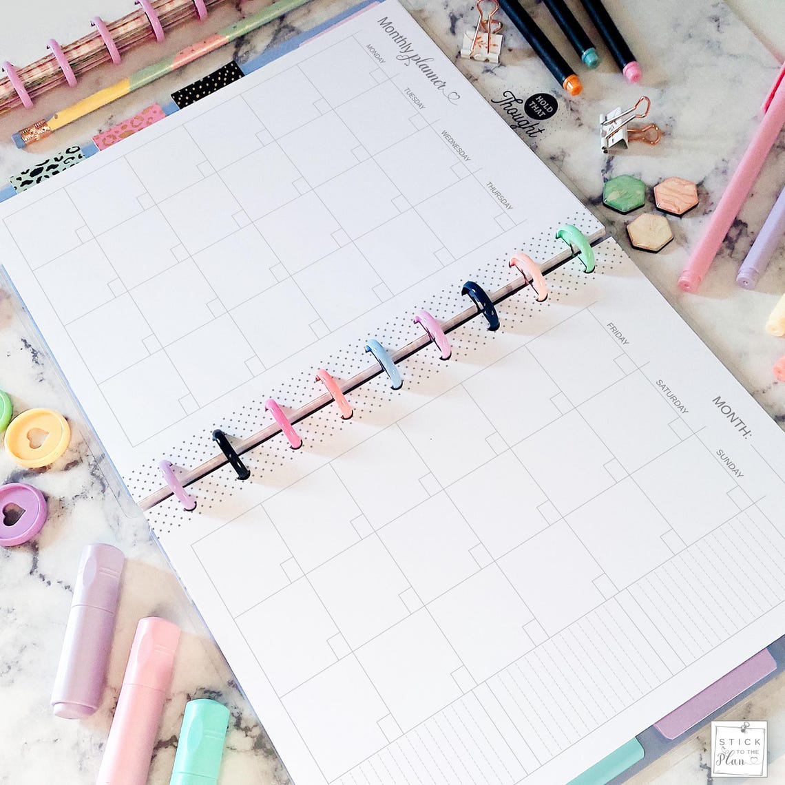 Monthly Printable Insert Month on 2 Pages, Fits Big Happy Planner ...