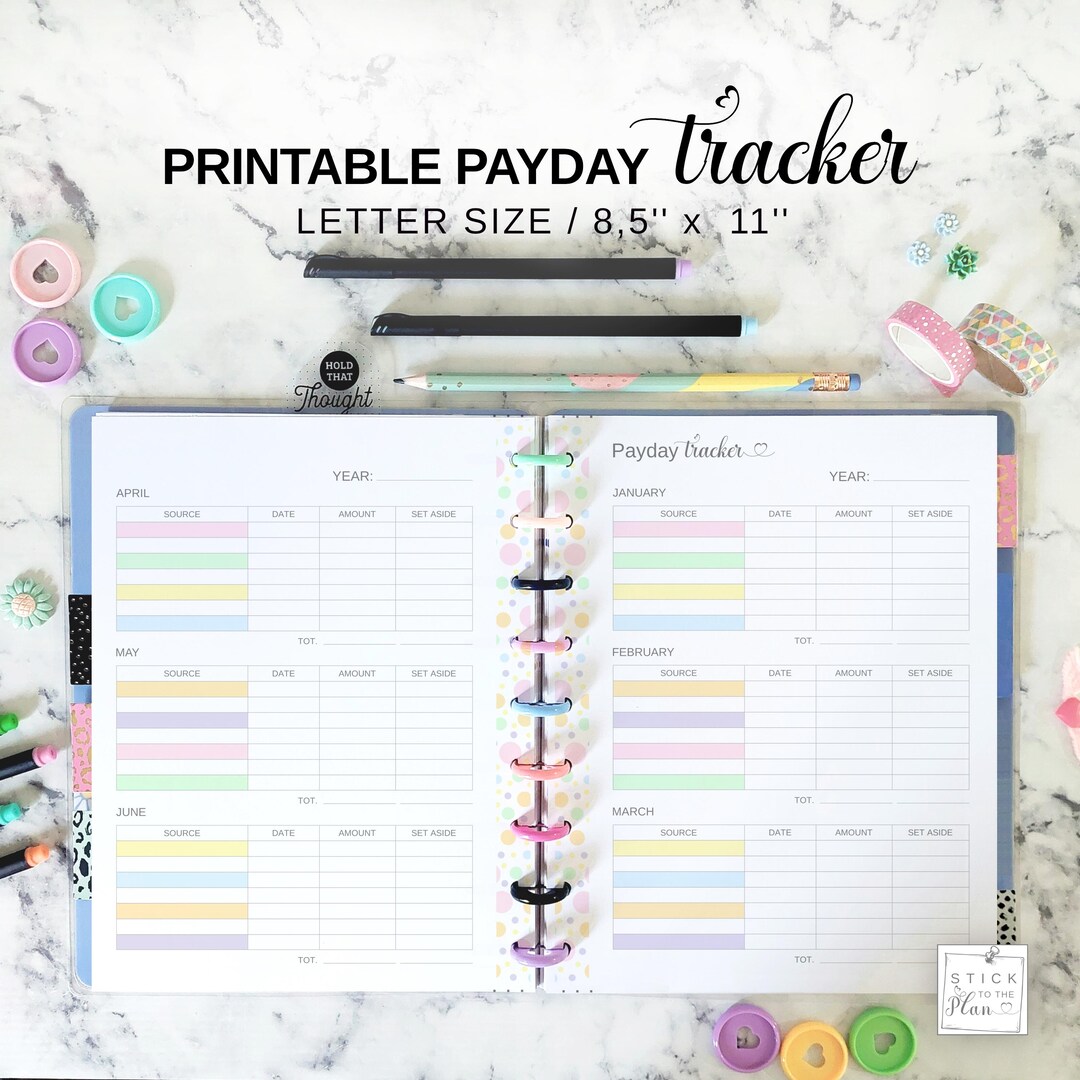 Yearly Payday Tracker 11 Disc Planner Insert Fit Big Happy Planner ...