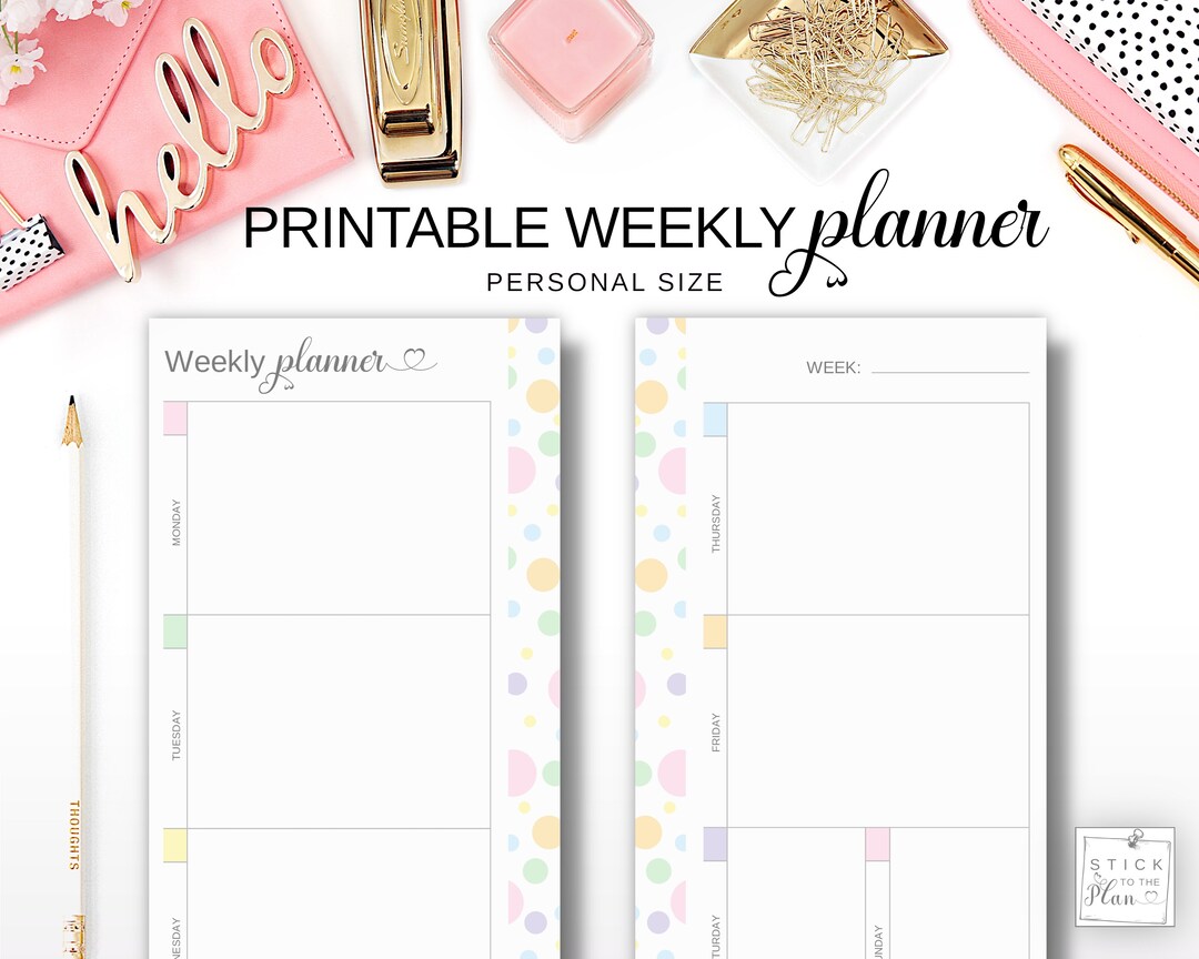 Undated Weekly Planner Printable Personal Size Insert Week on - Etsy