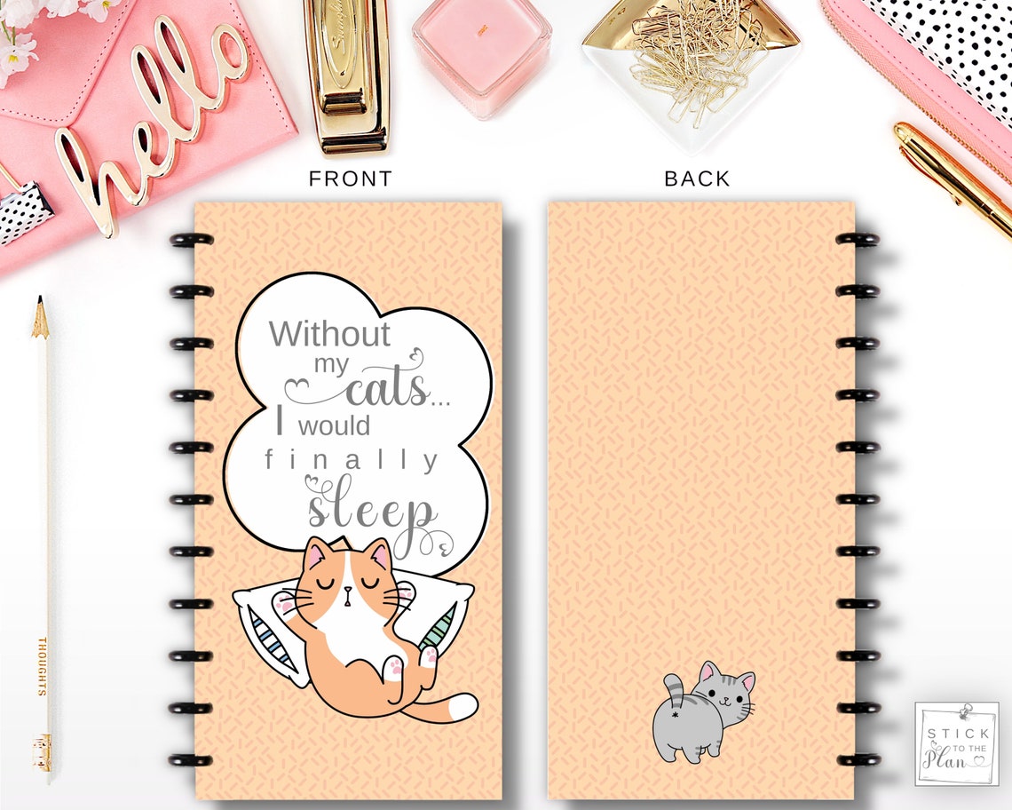 Cat Themed Skinny Classic Happy Planner Cover, Printable HP Half Sheets ...