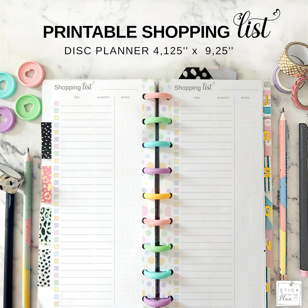 Shopping List Printable Insert Fit Happy Planner Skinny Classic, Disc ...