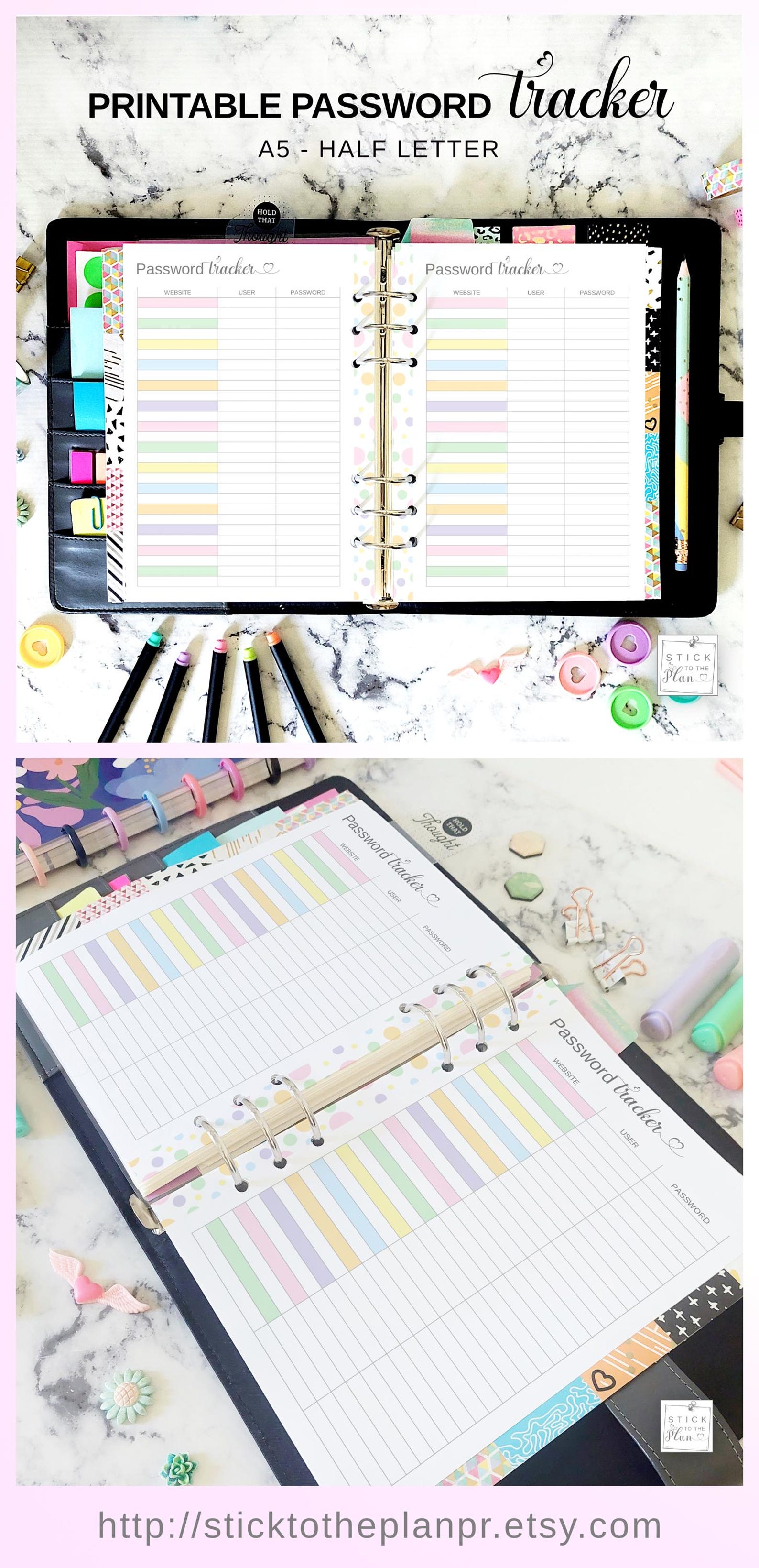 A5 Password Tracker, Printable Half Letter Password Book, Password ...