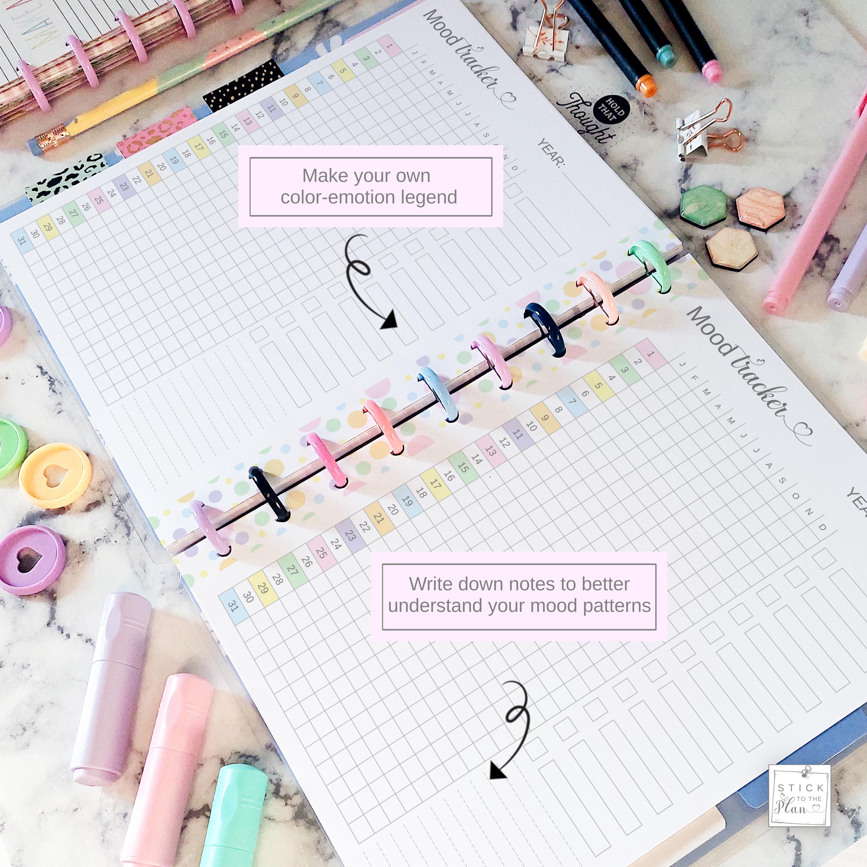 Yearly Mood Tracker Happy Planner Classic Insert, Printable HP Mini ...