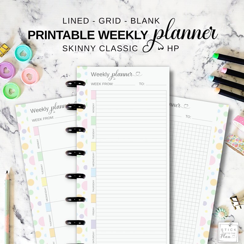 Skinny Classic Happy Planner Printable Weekly Insert, HP Half Sheets ...