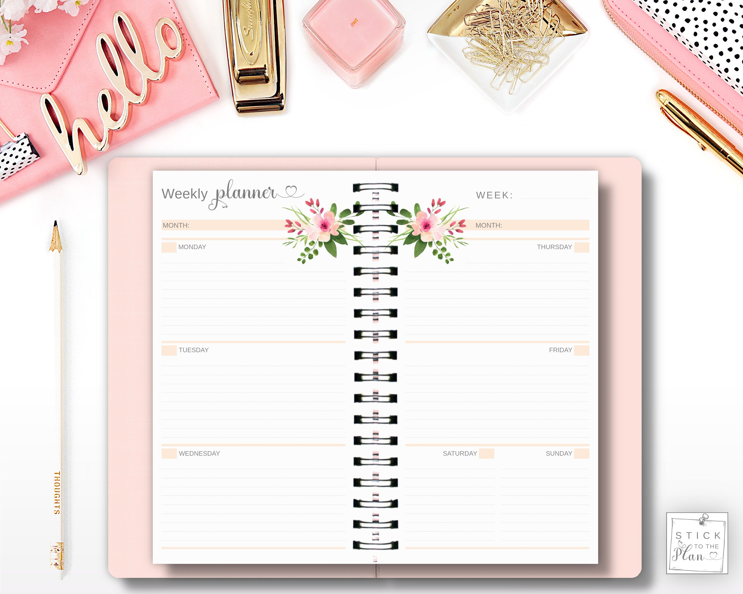 Personal Planner Bundle, Printable Undated Monthly Calendar Template ...