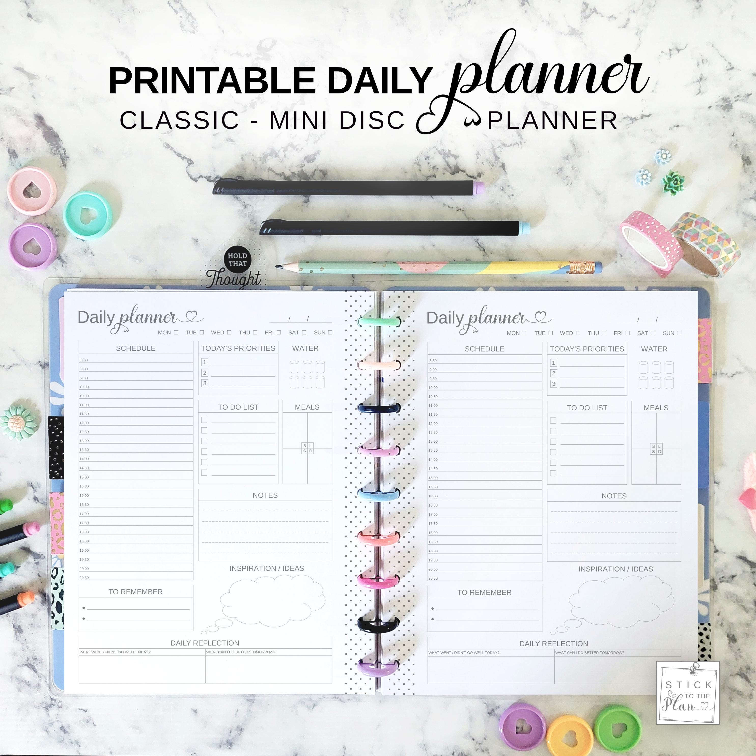 Daily Planner Insert Printable Classic Size Disk Planner Pages, Undated ...