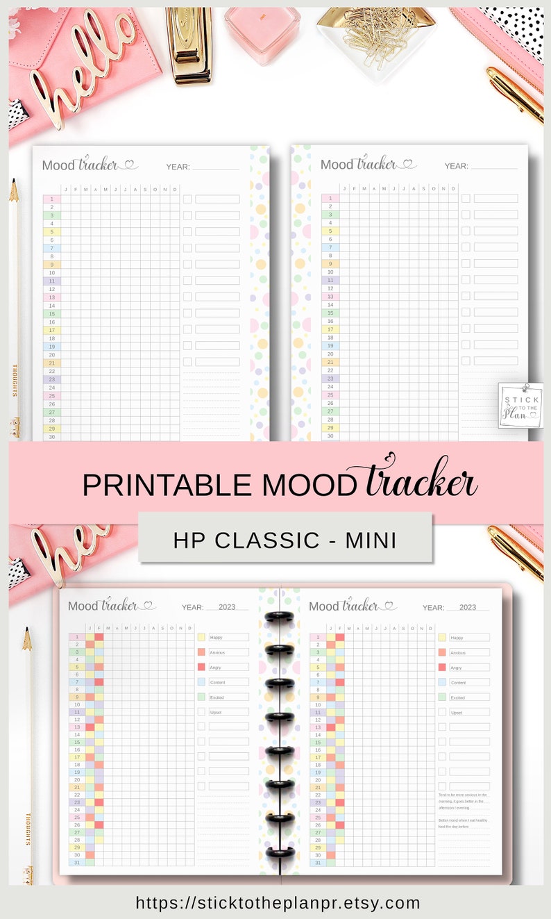 Yearly Mood Tracker Happy Planner Classic Insert Printable HP - Etsy