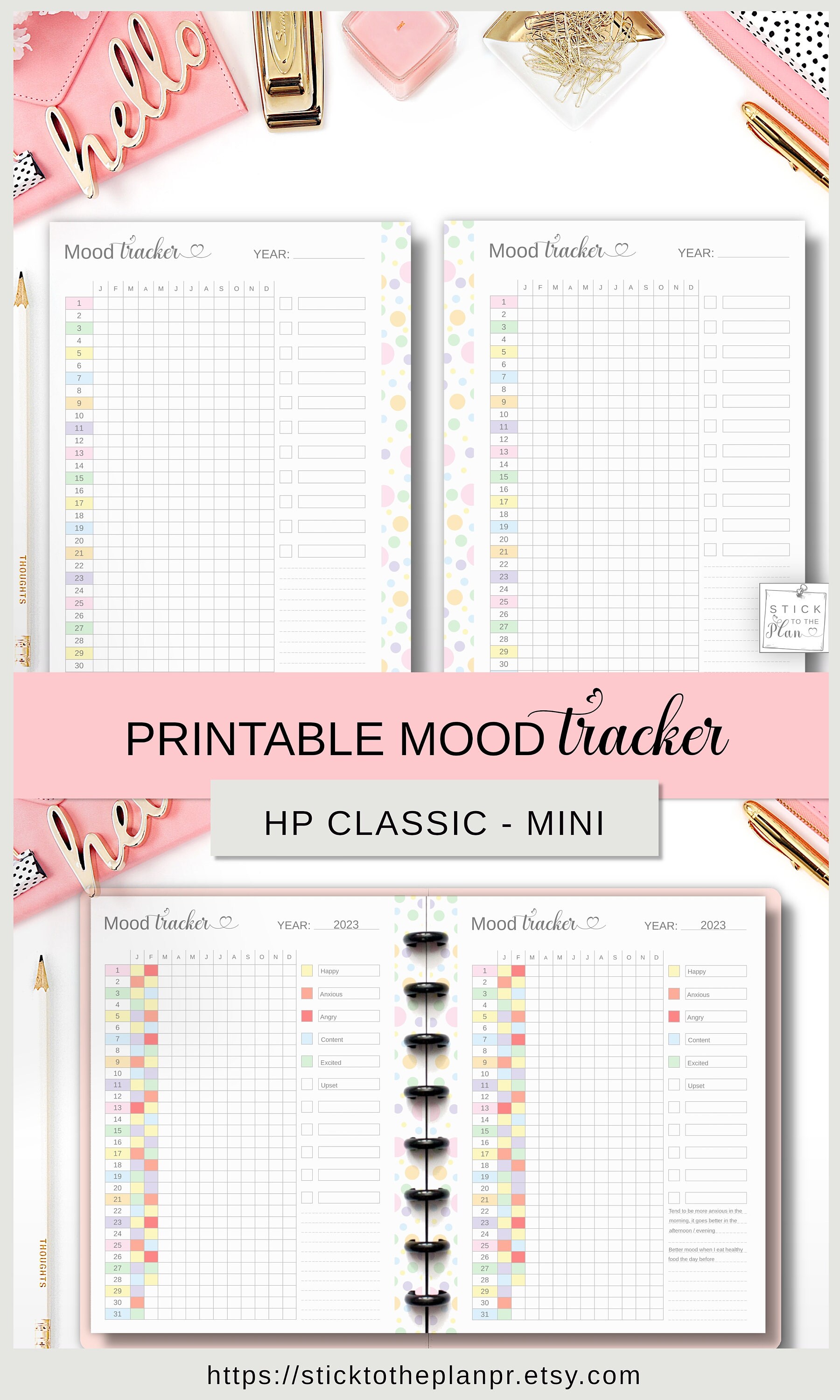 Yearly Mood Tracker Happy Planner Classic Insert Printable HP - Etsy