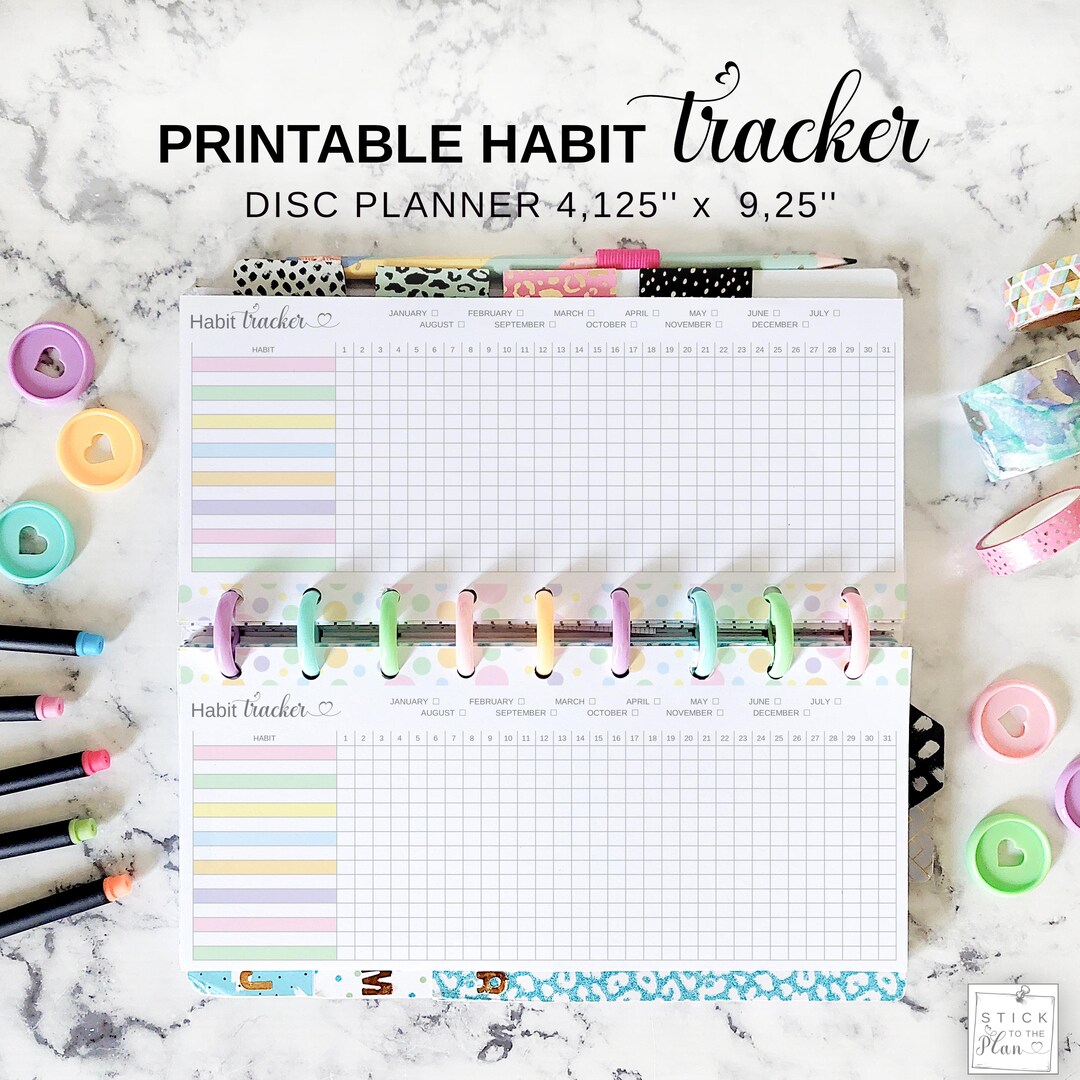 Printable Habit Tracker Fit Happy Planner Skinny Classic, Pastel ...