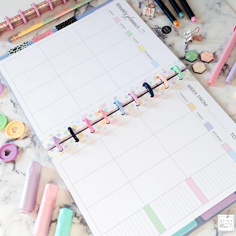 Sunday Start Vertical Weekly Insert Fit Happy Planner Classic & Mini ...