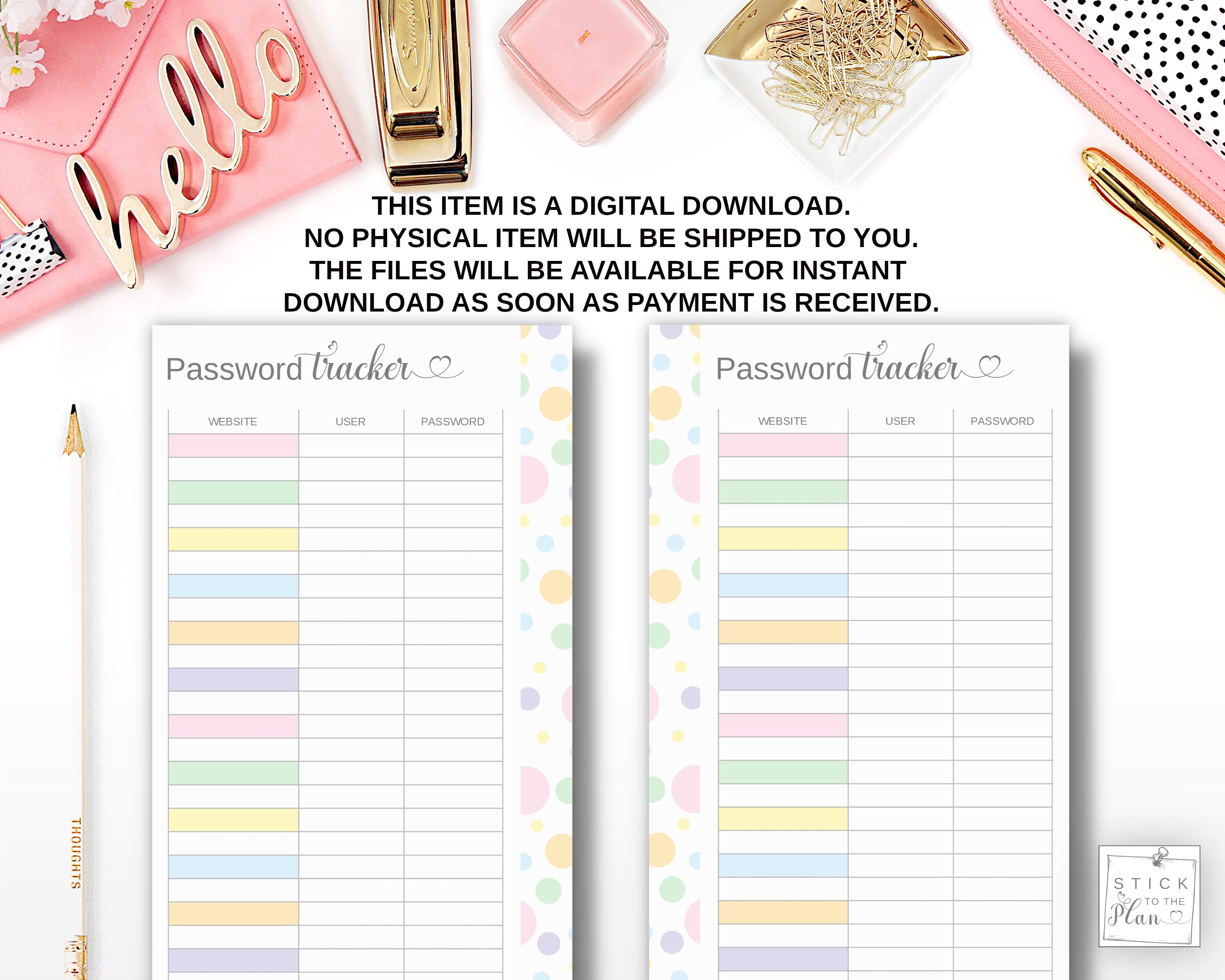 Personal Password Book, Printable Password Tracker Personal Size ...