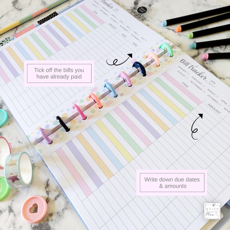 Bill Tracker Printable Insert Fit Happy Planner Classic & Mini, Bill ...