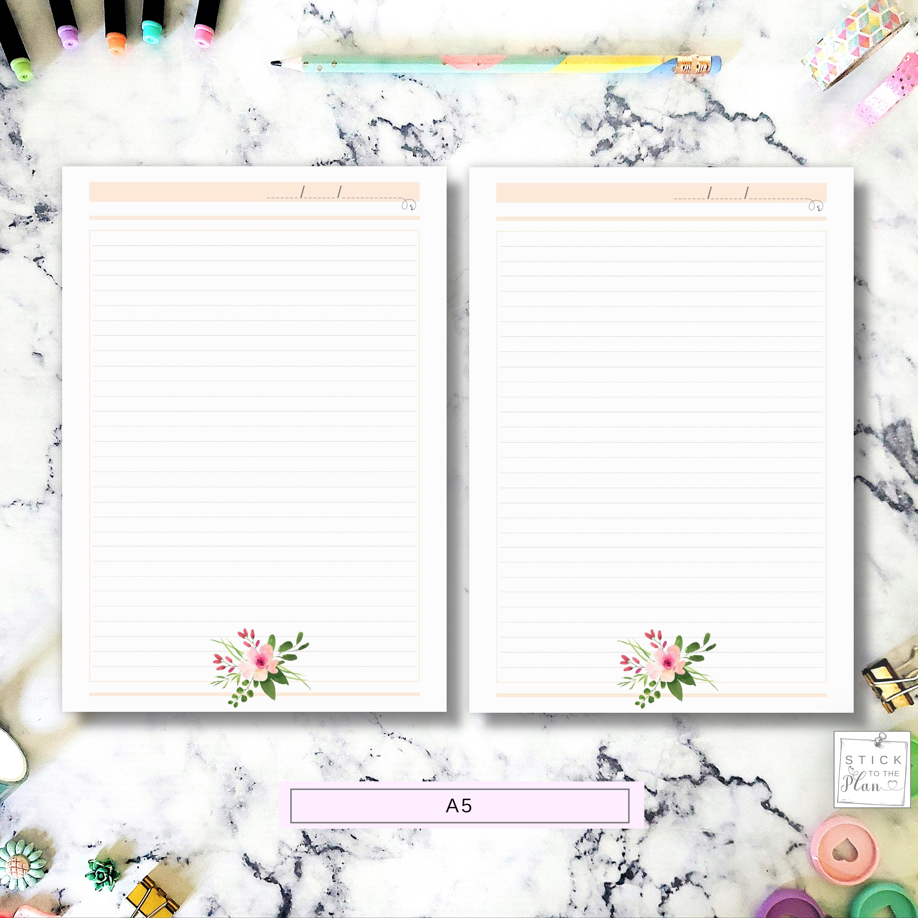 A5 Notes Printable Planner Insert, Half Letter Planner Notes Pages ...