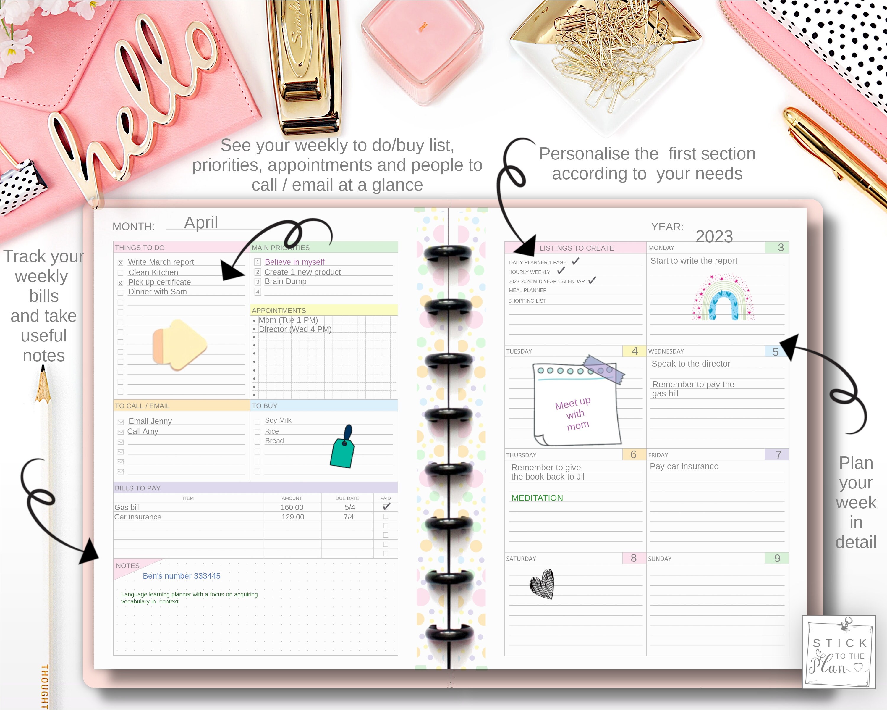 Printable Dashboard Layout Big Happy Planner Insert, Letter Size ...