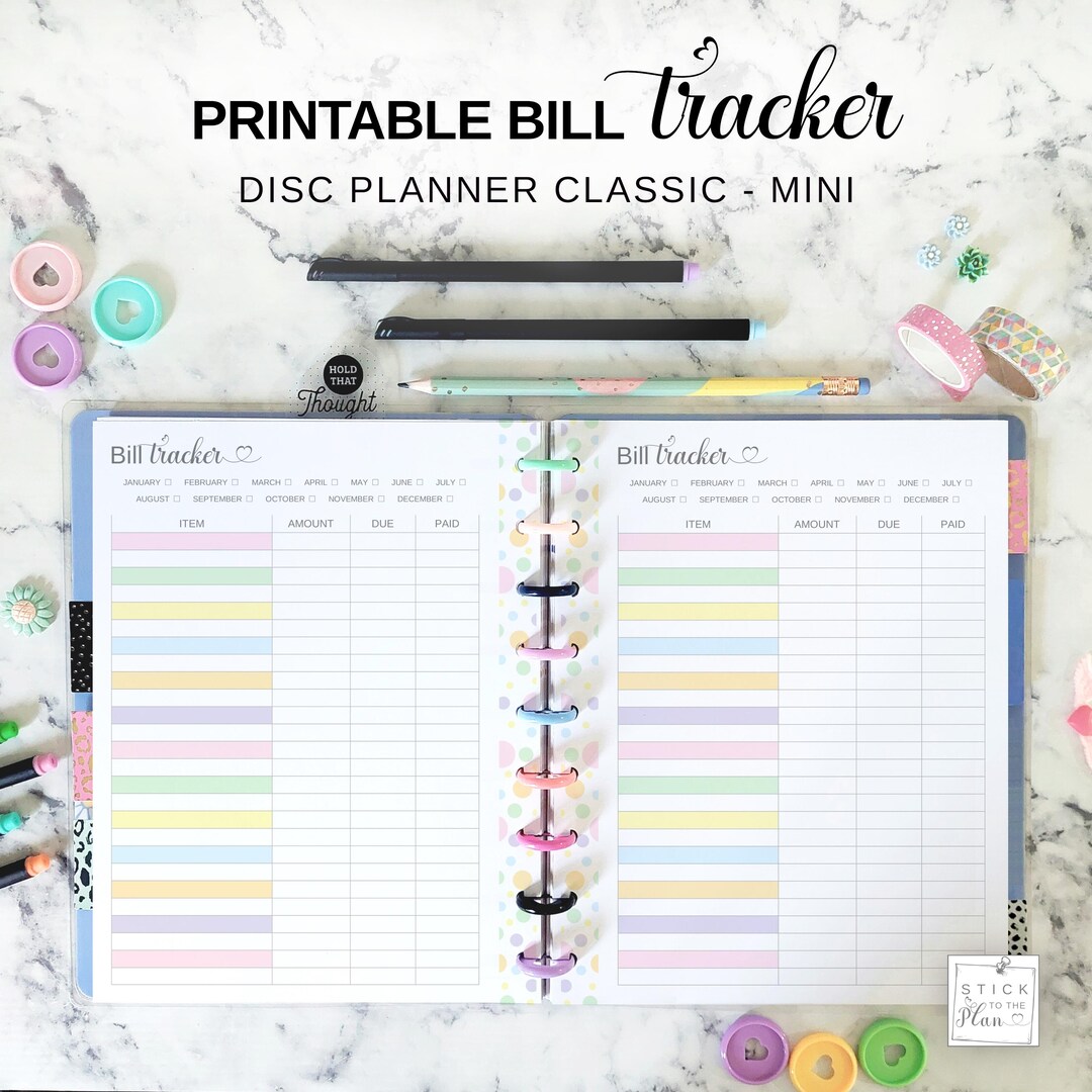 Bill Tracker Printable Insert Fit Happy Planner Classic & Mini, Bill ...