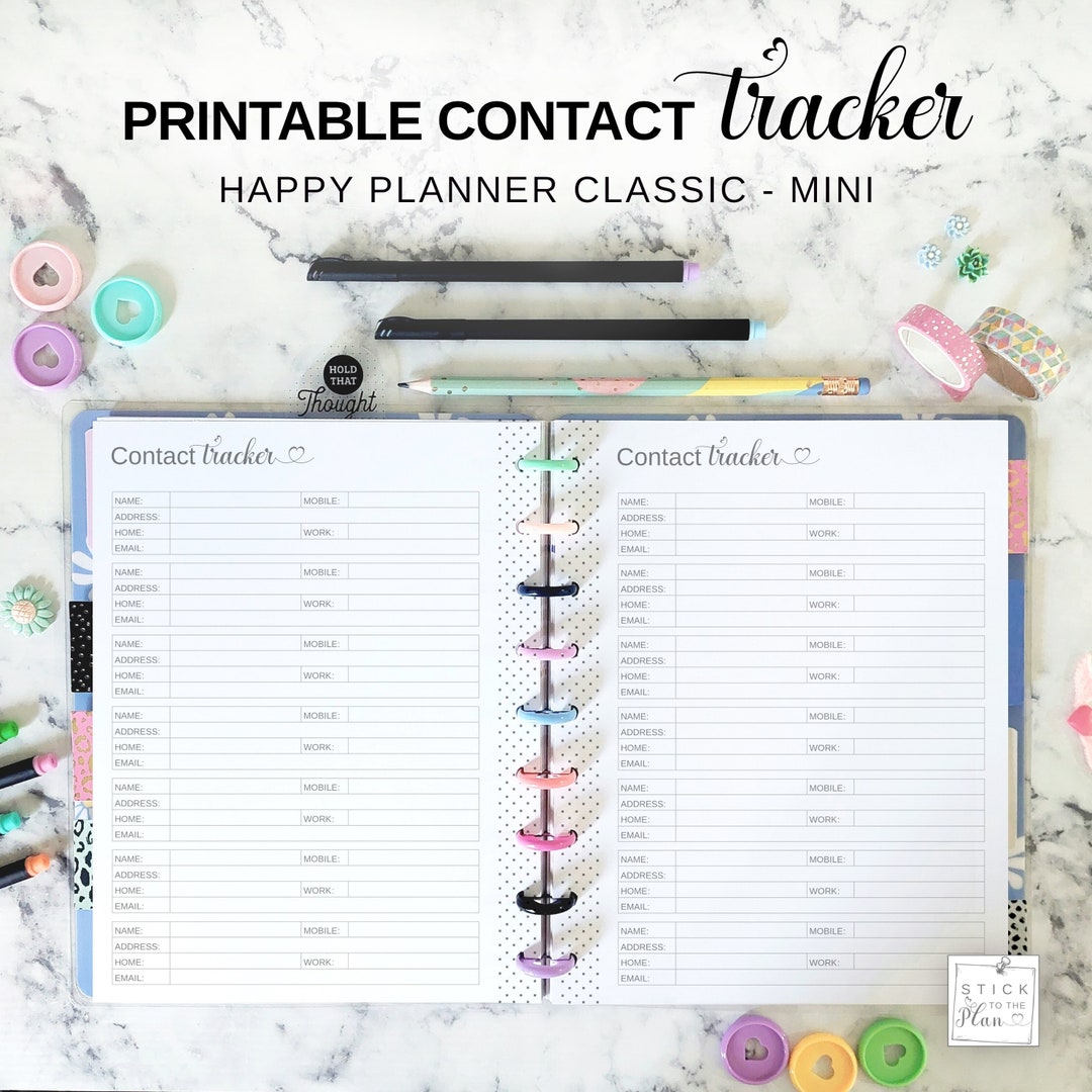 Printable Contact Tracker Happy Planner Classic Insert, Mini HP Address ...