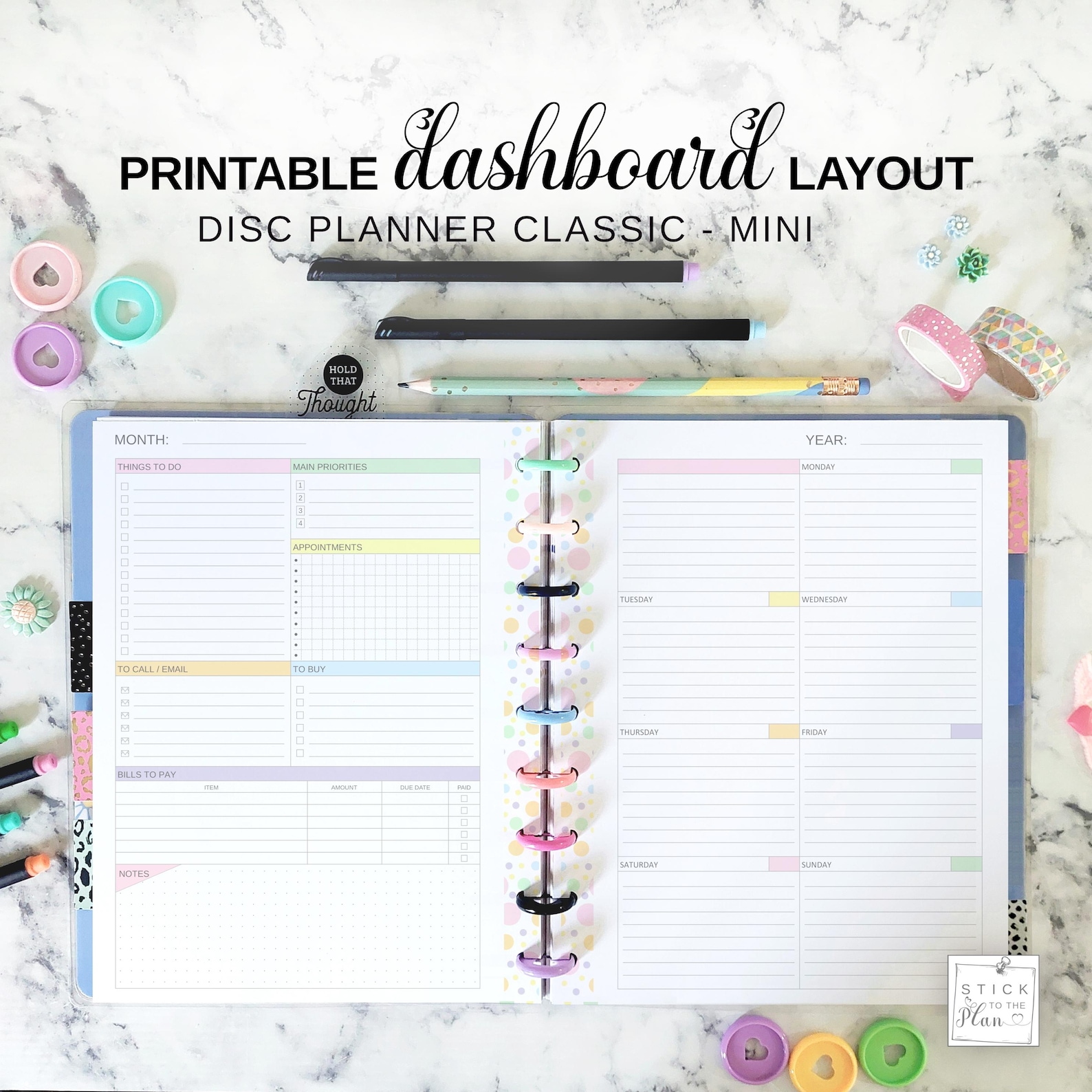 Dashboard Layout Disc Planner Classic Printable Insert, Undated Weekly ...