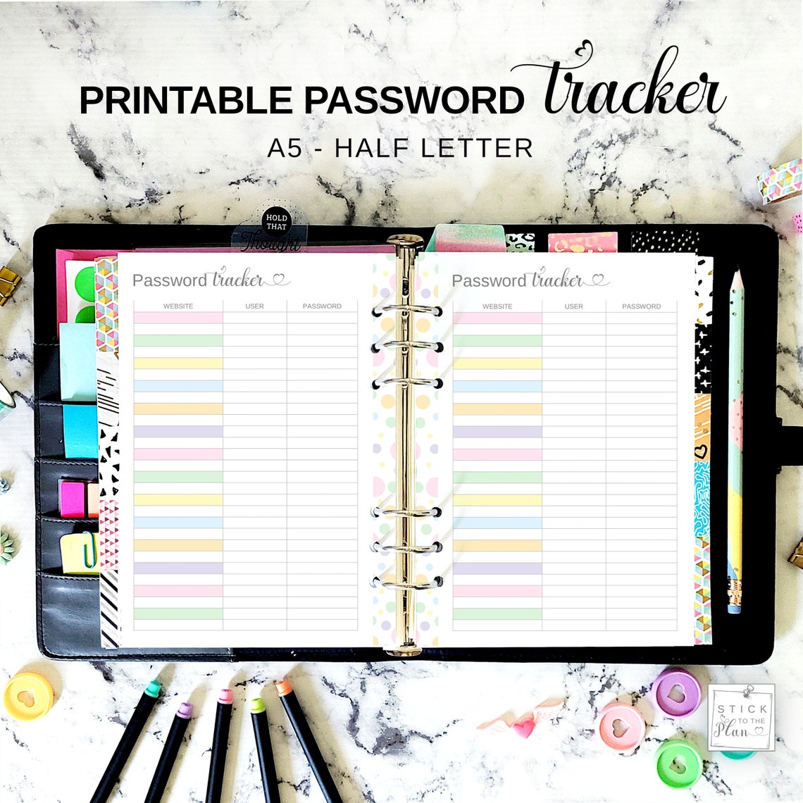 A5 Password Tracker, Printable Half Letter Password Book, Password ...