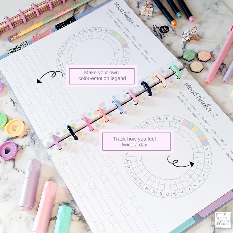 Mood Tracker Circular Printable Insert Fit Classic & Mini Happy Planner ...