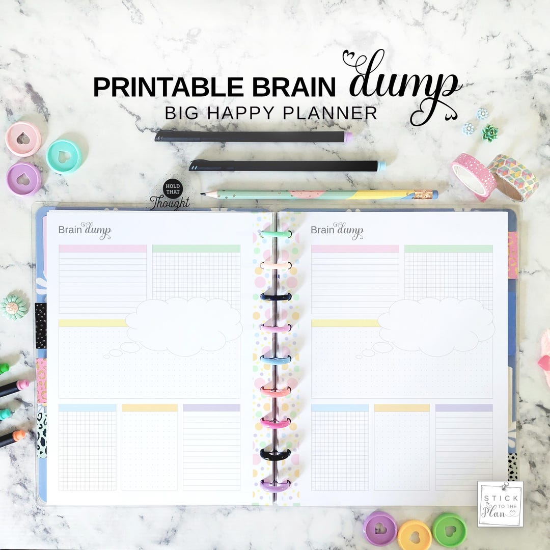 Big Happy Planner Brain Dump Insert, Printable Letter Size Thought ...