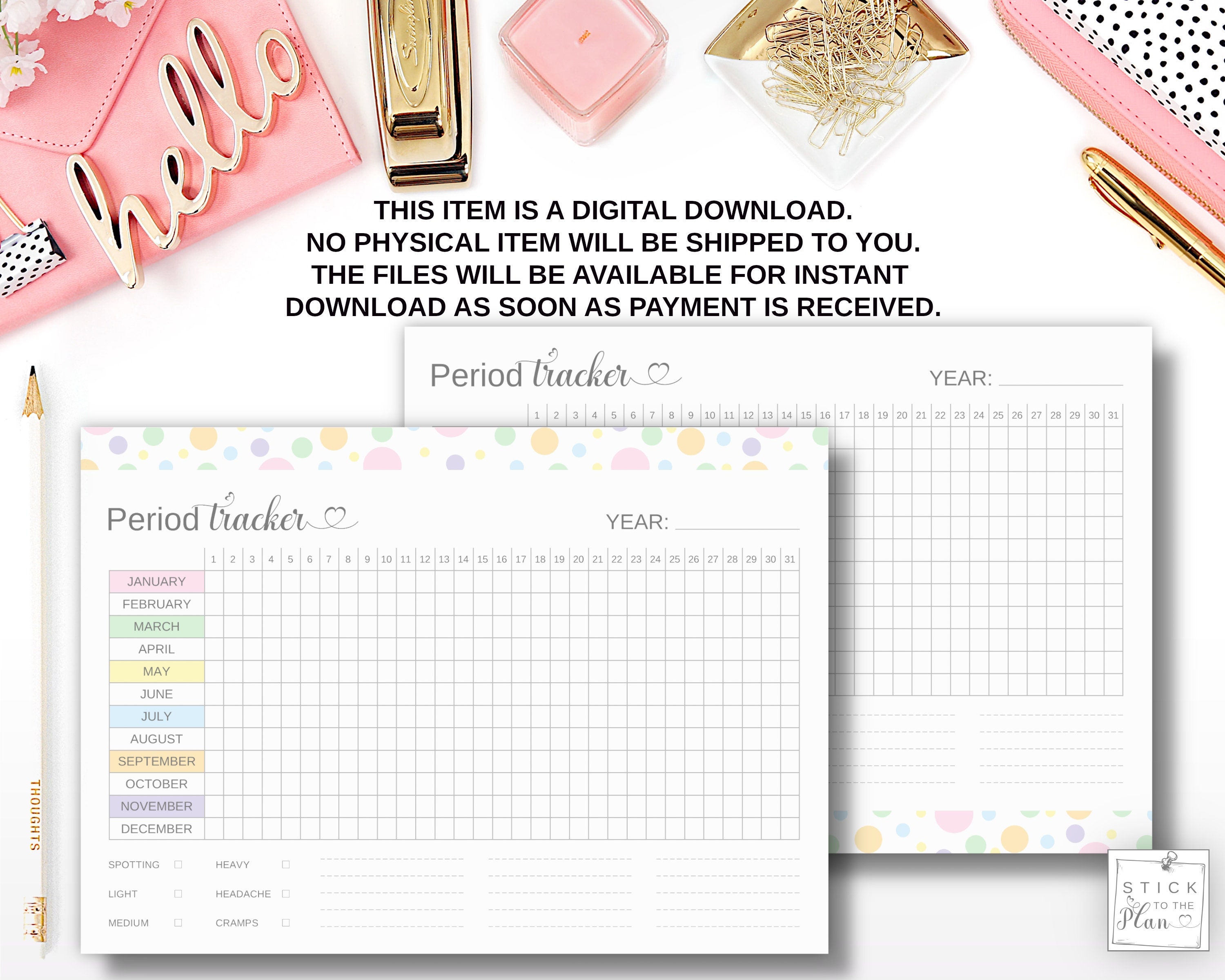 A5 Period Tracker Printable Planner Insert, Half Size Menstrual Cycle ...