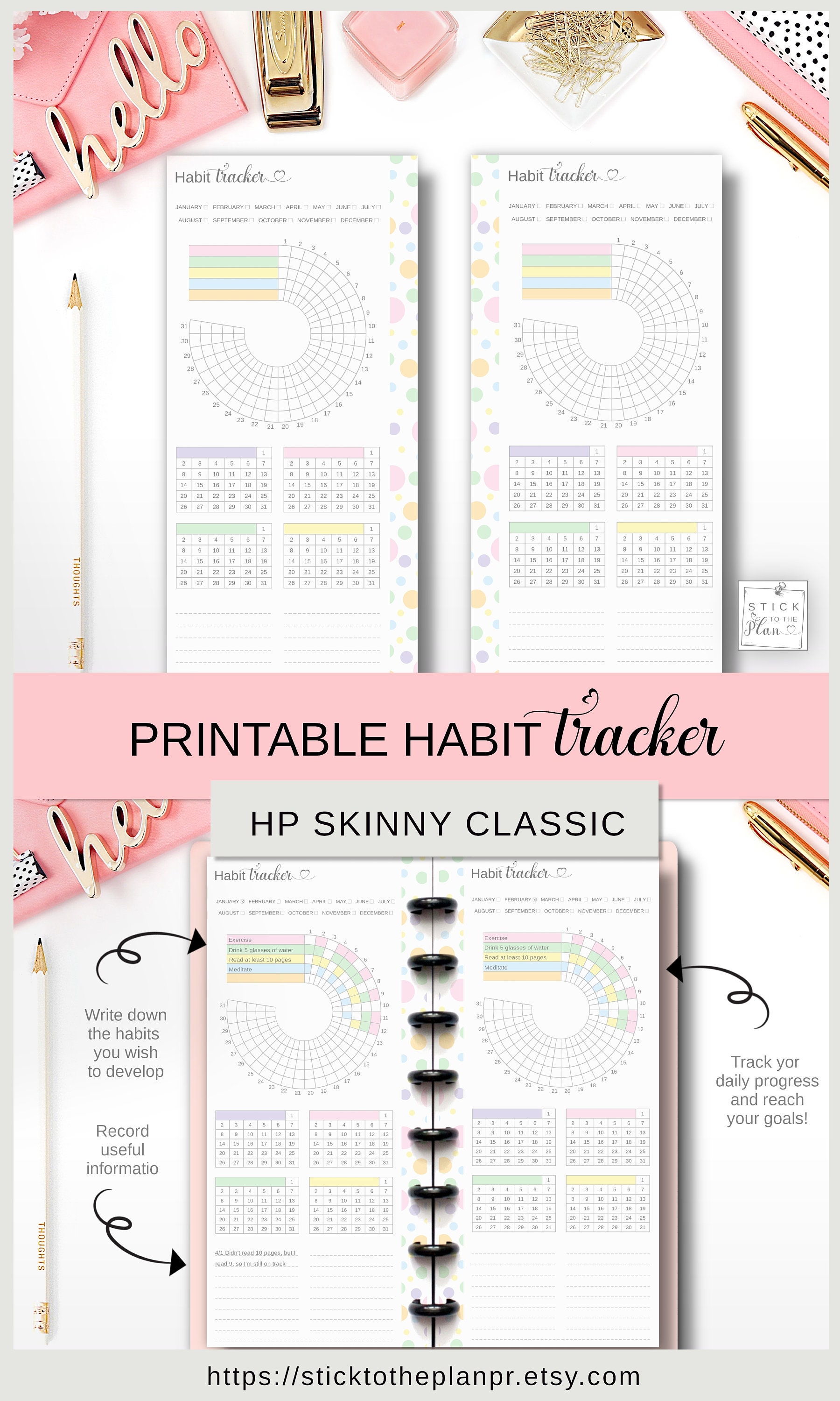 Circle Habit Tracker Happy Planner Skinny Classic, Printable HP Half ...