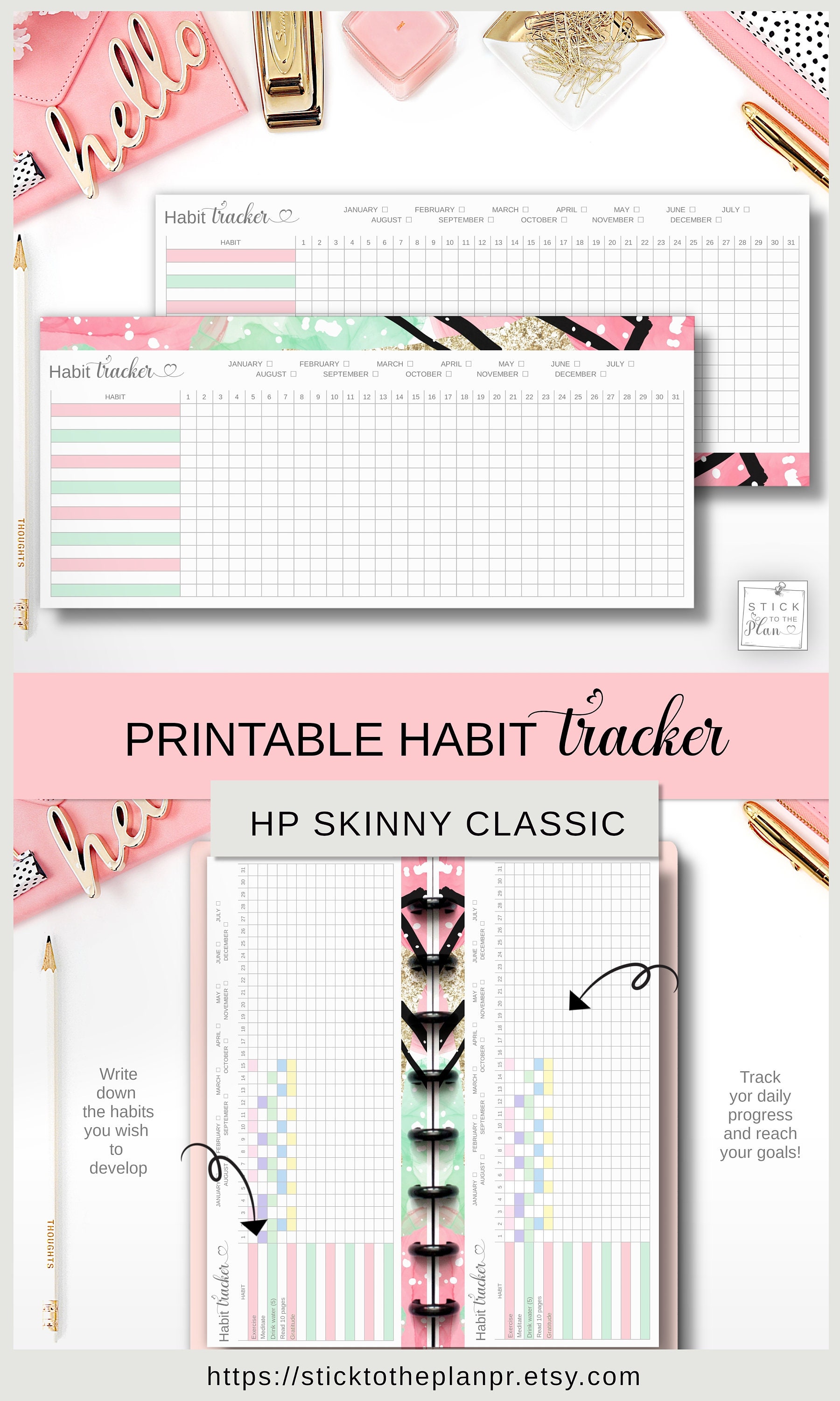 Happy Planner Skinny Classic Printable Habit Tracker Insert - Etsy