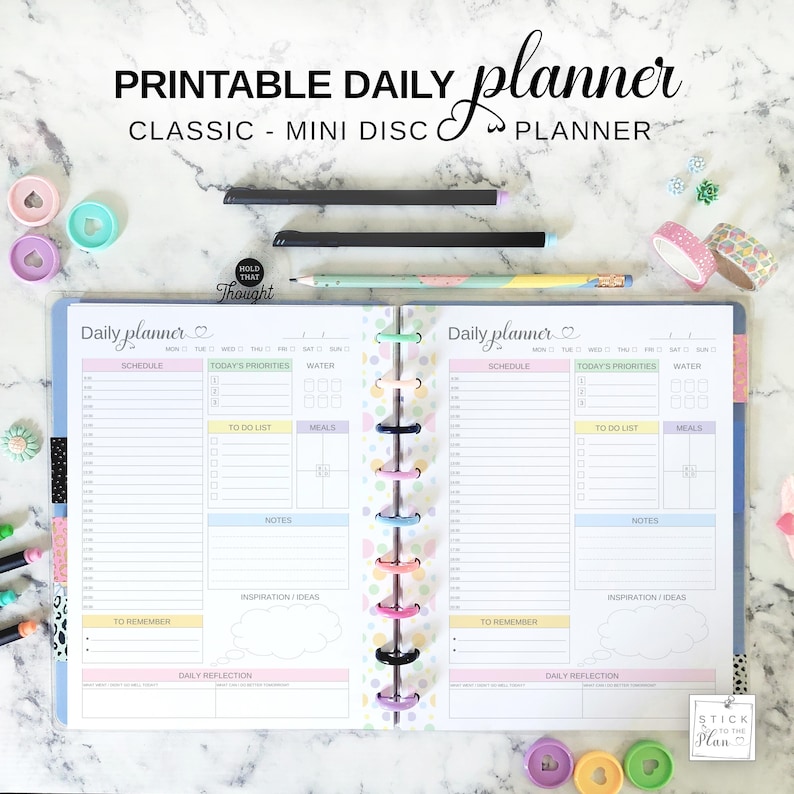 Printable Daily Planner Pages Fit Happy Planner Classic and Mini, Disc ...