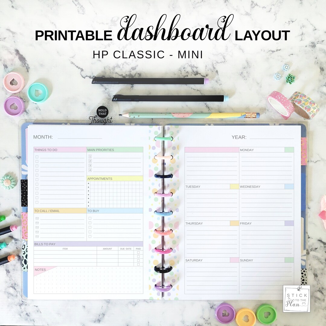 Dashboard Layout Happy Planner Classic Printable Insert, Undated Weekly ...