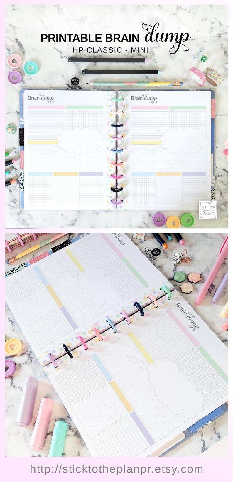 Brain Dump Fit Happy Planner Classic & Mini, Printable Disc Planner ...