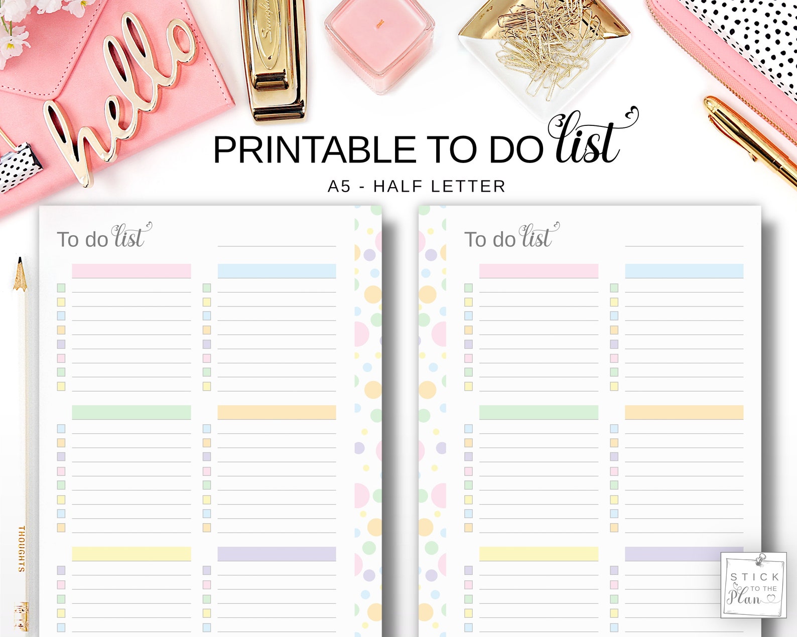 To Do List A5, Printable Half Letter to Do Checklist Insert, Half Size ...