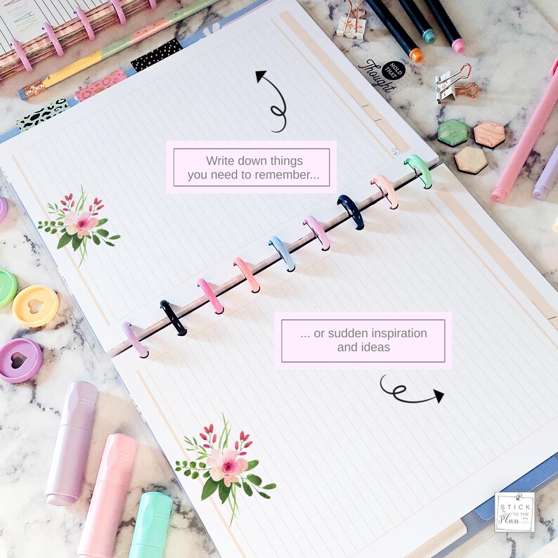 Printable Happy Planner Notes Insert, Classic HP Lined Note Pages, Mini ...