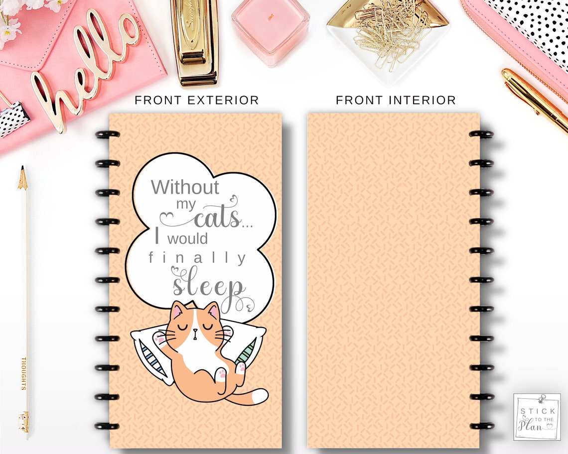 Cat Themed Skinny Classic Happy Planner Cover, Printable HP Half Sheets ...