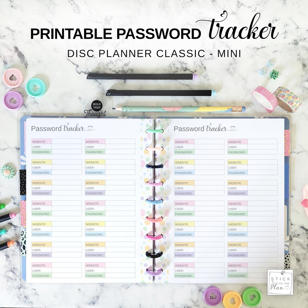Classic Password Tracker Printable Insert, Mini Username and Password ...