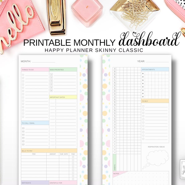 Monthly Dashboard Classic Happy Planner - Etsy