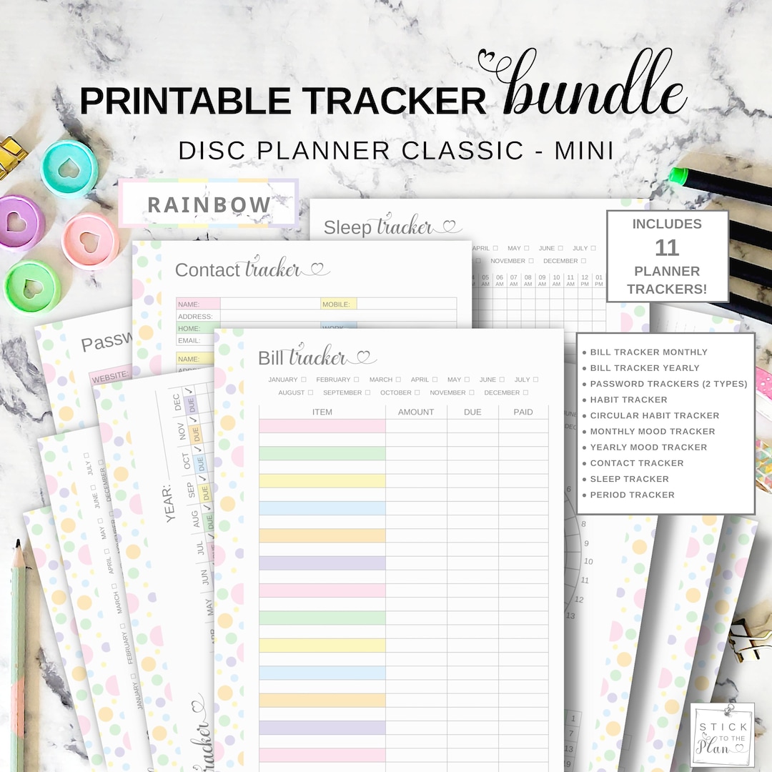 Tracker Bundle Printable Inserts Fit Happy Planner Classic & Mini, Bill ...