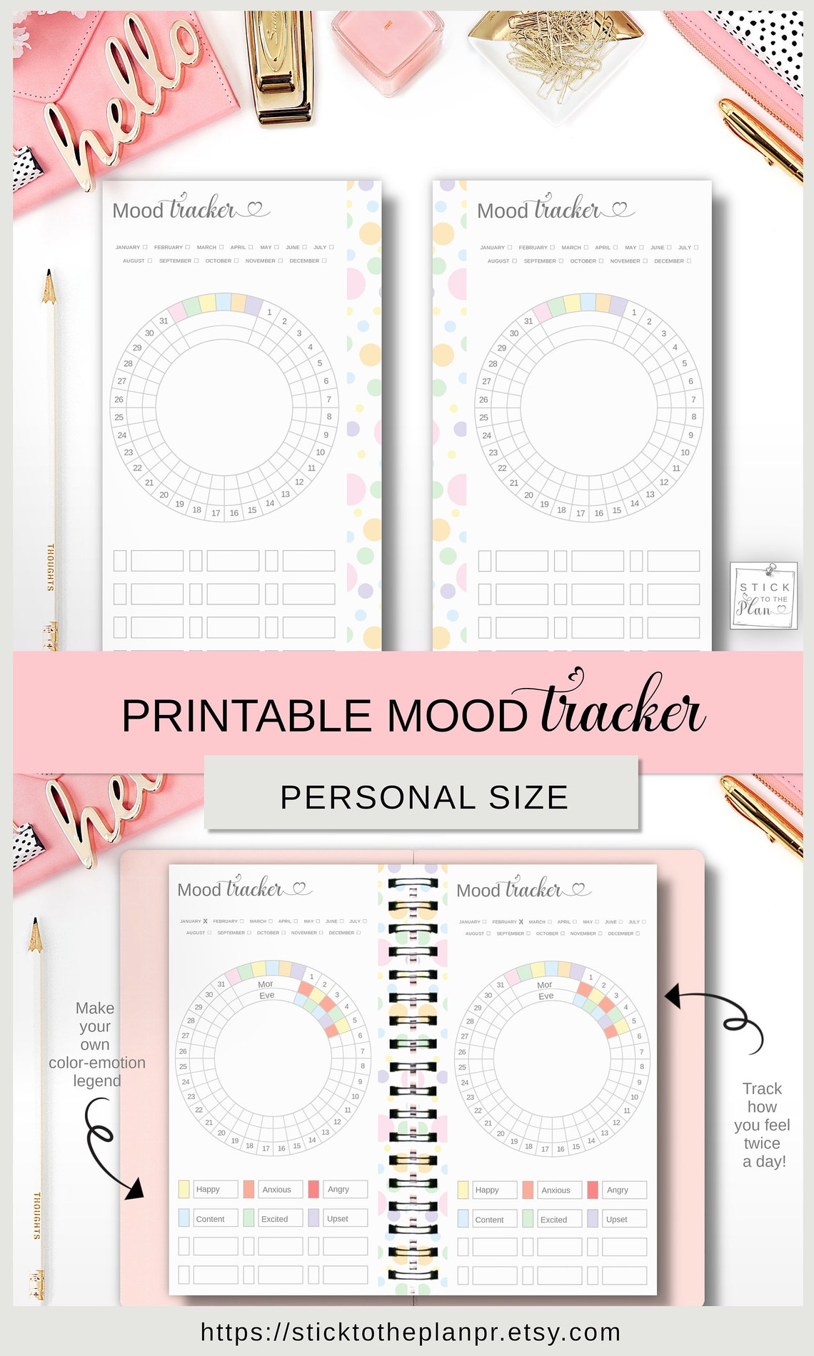 Emotion Tracker Printable Personal Size Insert, Circular Mood Tracker ...