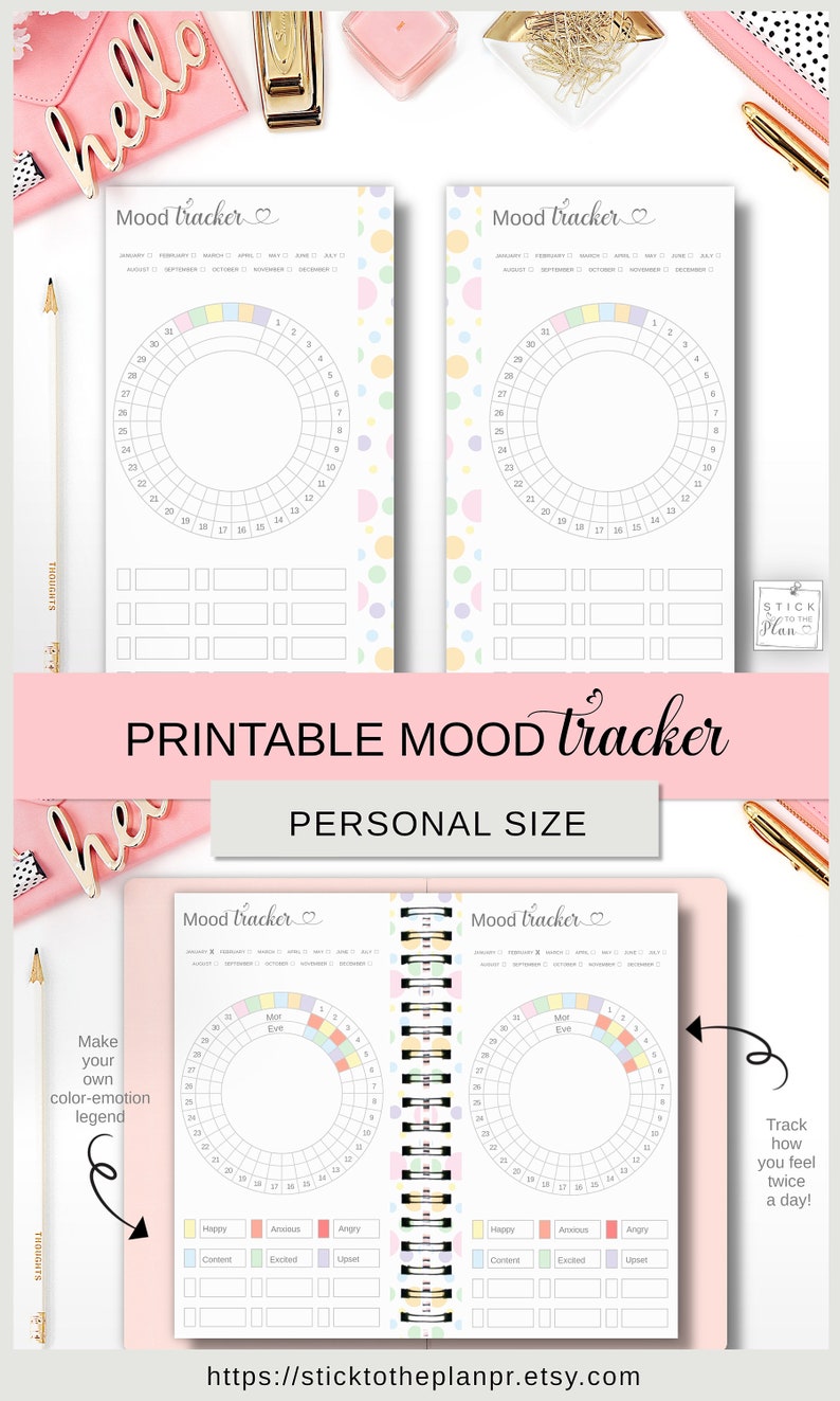 Emotion Tracker Printable Personal Size Insert Circular Mood - Etsy