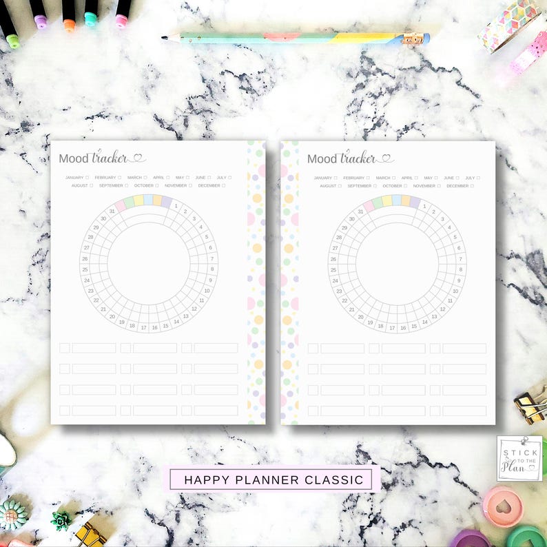 Mood Tracker Circular Printable Insert Fit Classic & Mini Happy Planner ...