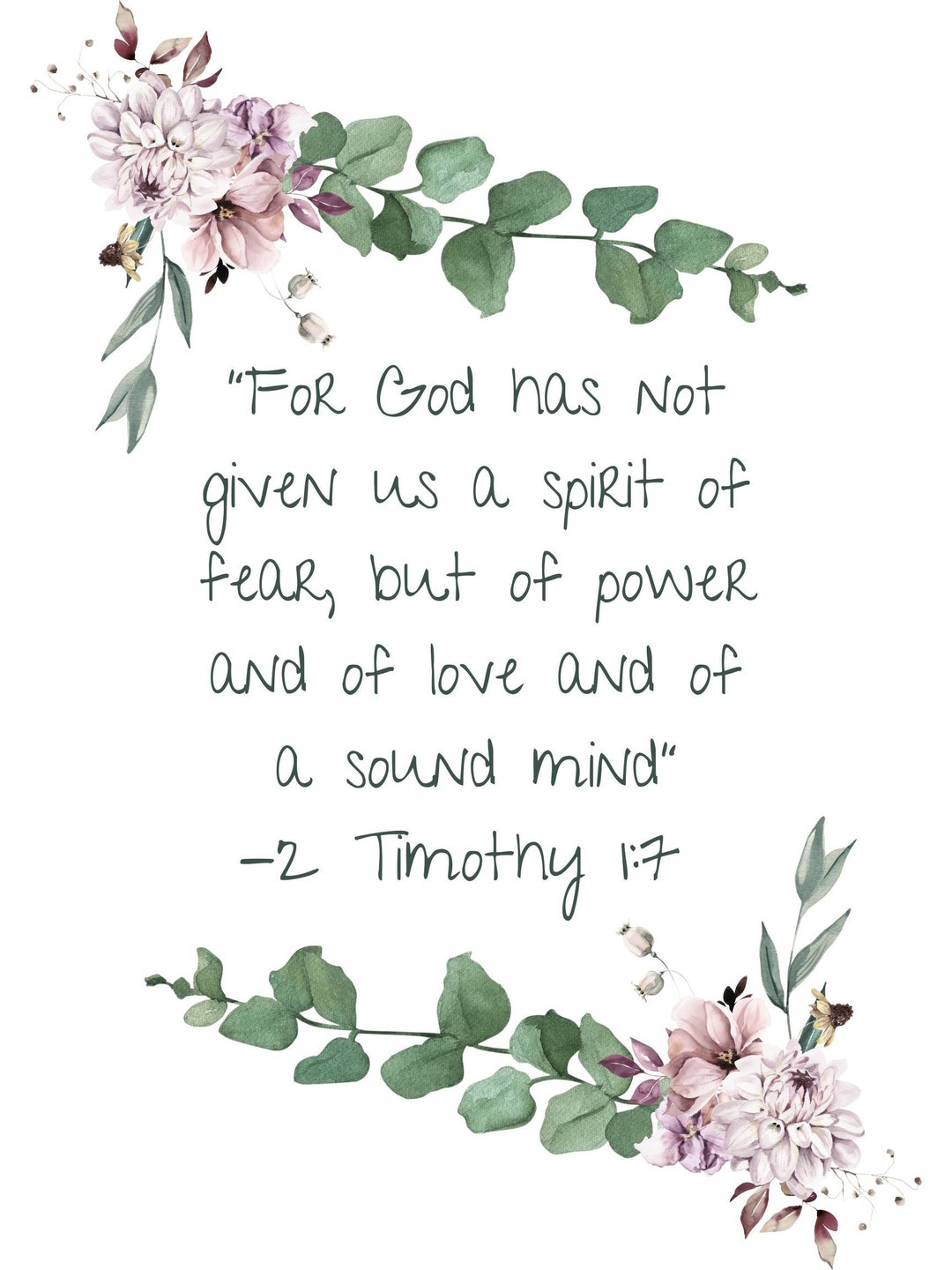 2 Timothy 1:7 Printable Wall Art - Etsy